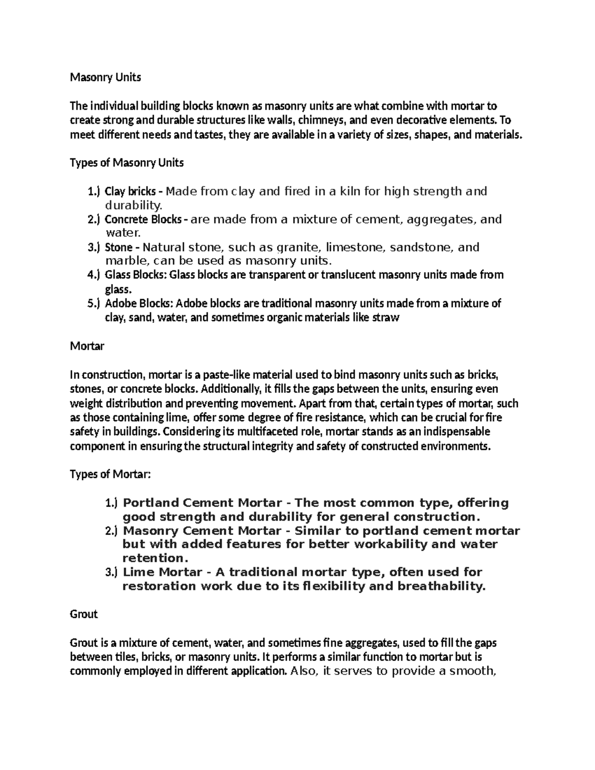 Masonry Units - Masonry Units The individual building blocks known as ...