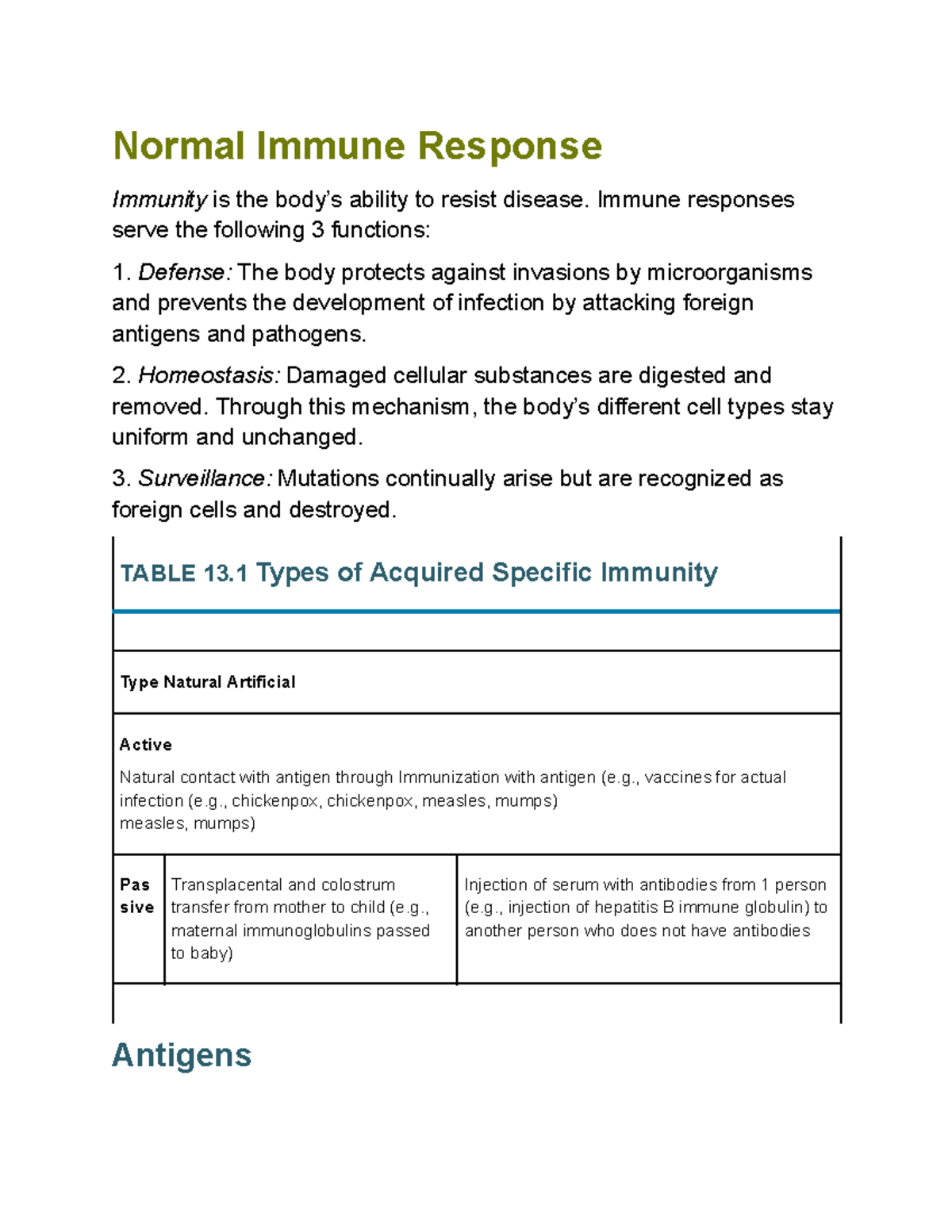 Normal Immune Response - Normal Immune Response Immunity is the body’s ...