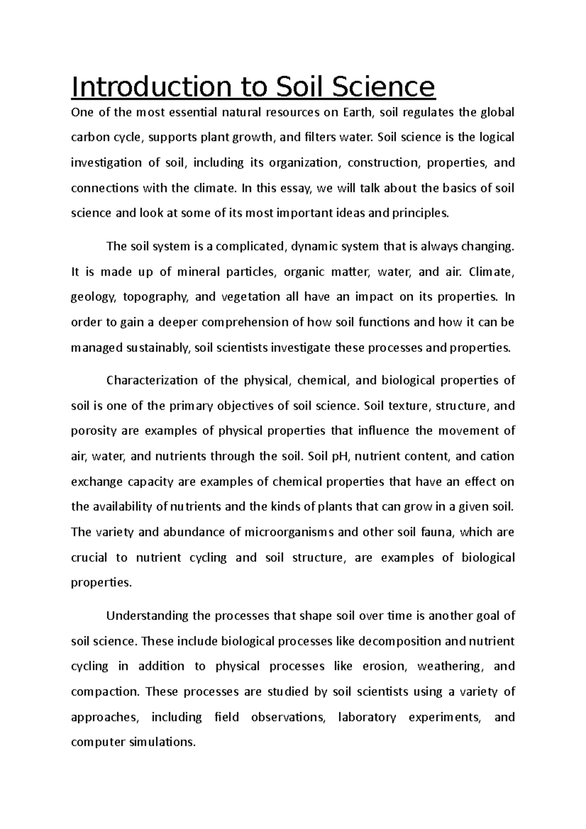 Introduction to Soil Science - Soil science is the logical ...