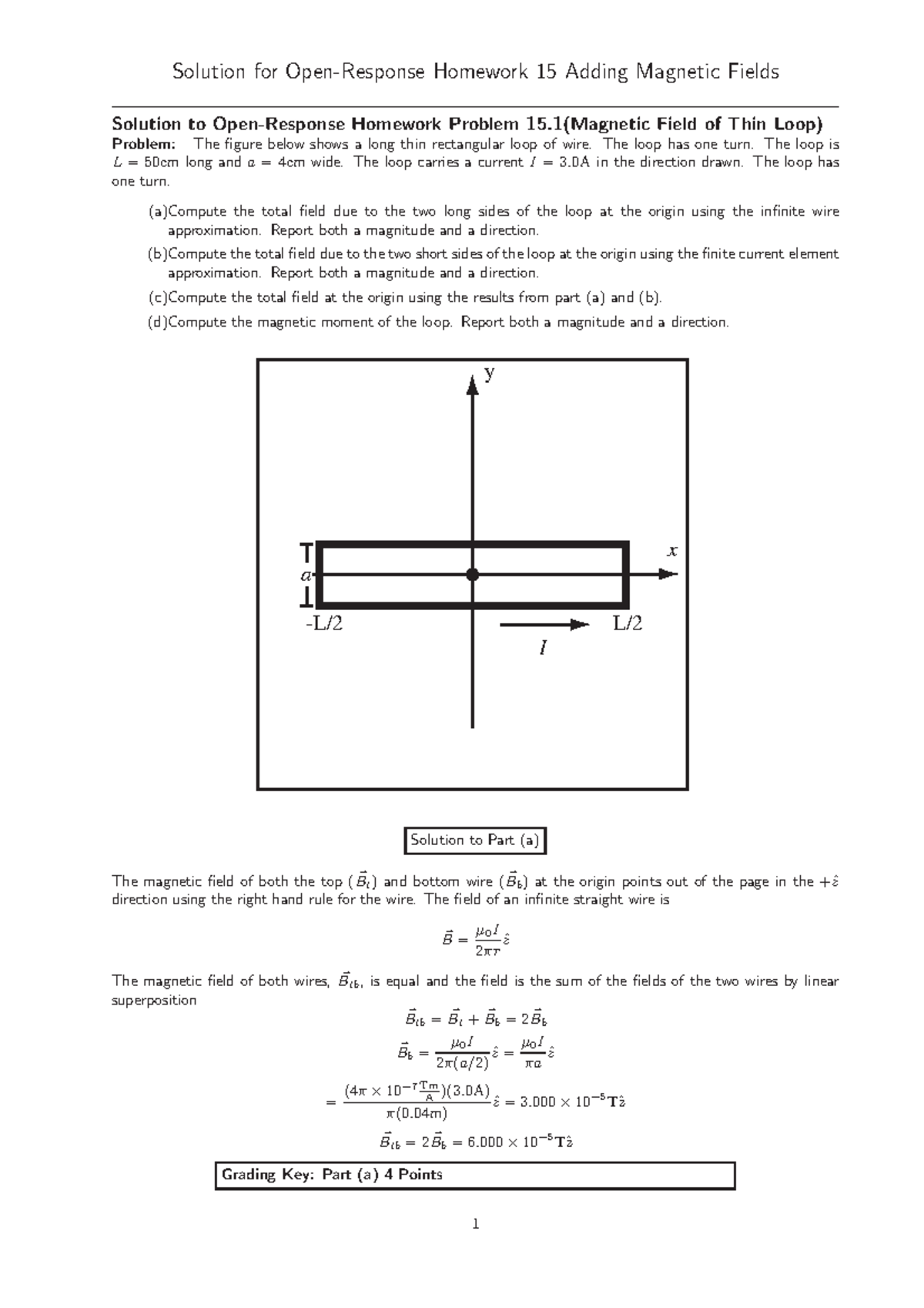 Solution OR Hwk (15) - OR HW 15 - Solution for Homework 15 Adding Magnetic Fields Solution to ...