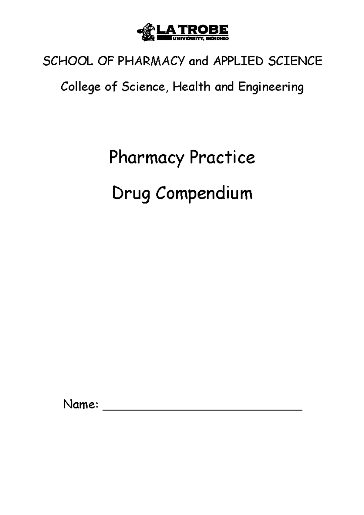 Drug Compendium - SCHOOL OF PHARMACY and APPLIED SCIENCE College of ...