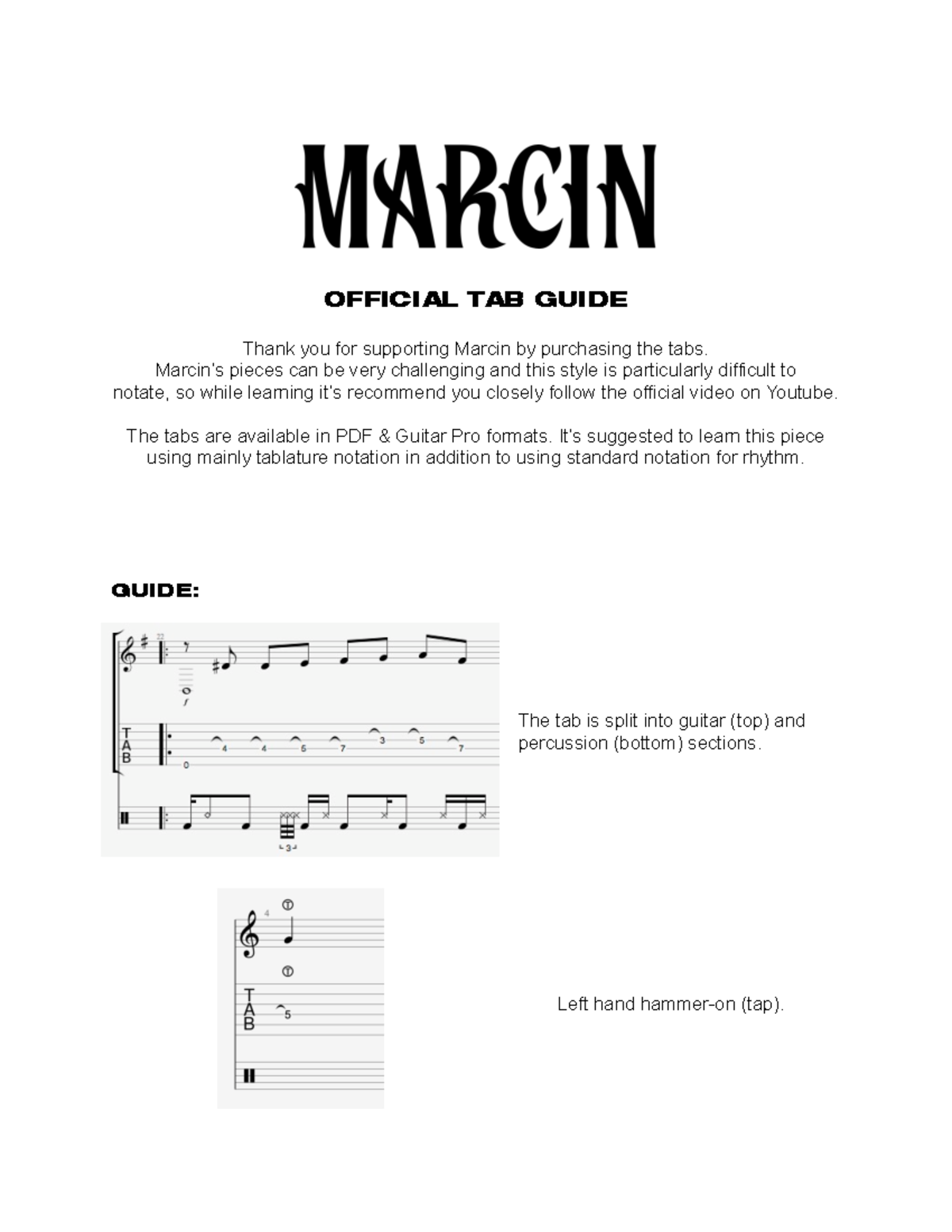 0 Notes & Guide - OFFICIAL TAB GUIDE Thank you for supporting Marcin by ...