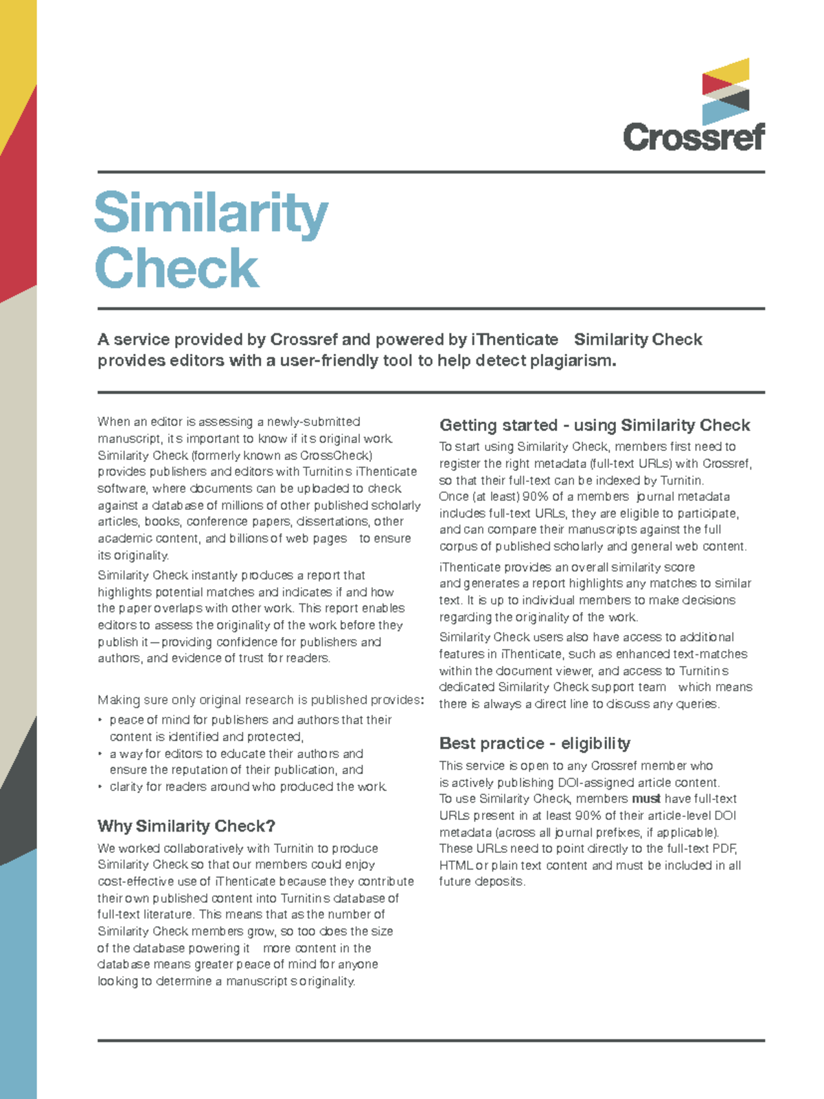 About-similarity-check - Similarity Check When an editor is assessing a ...