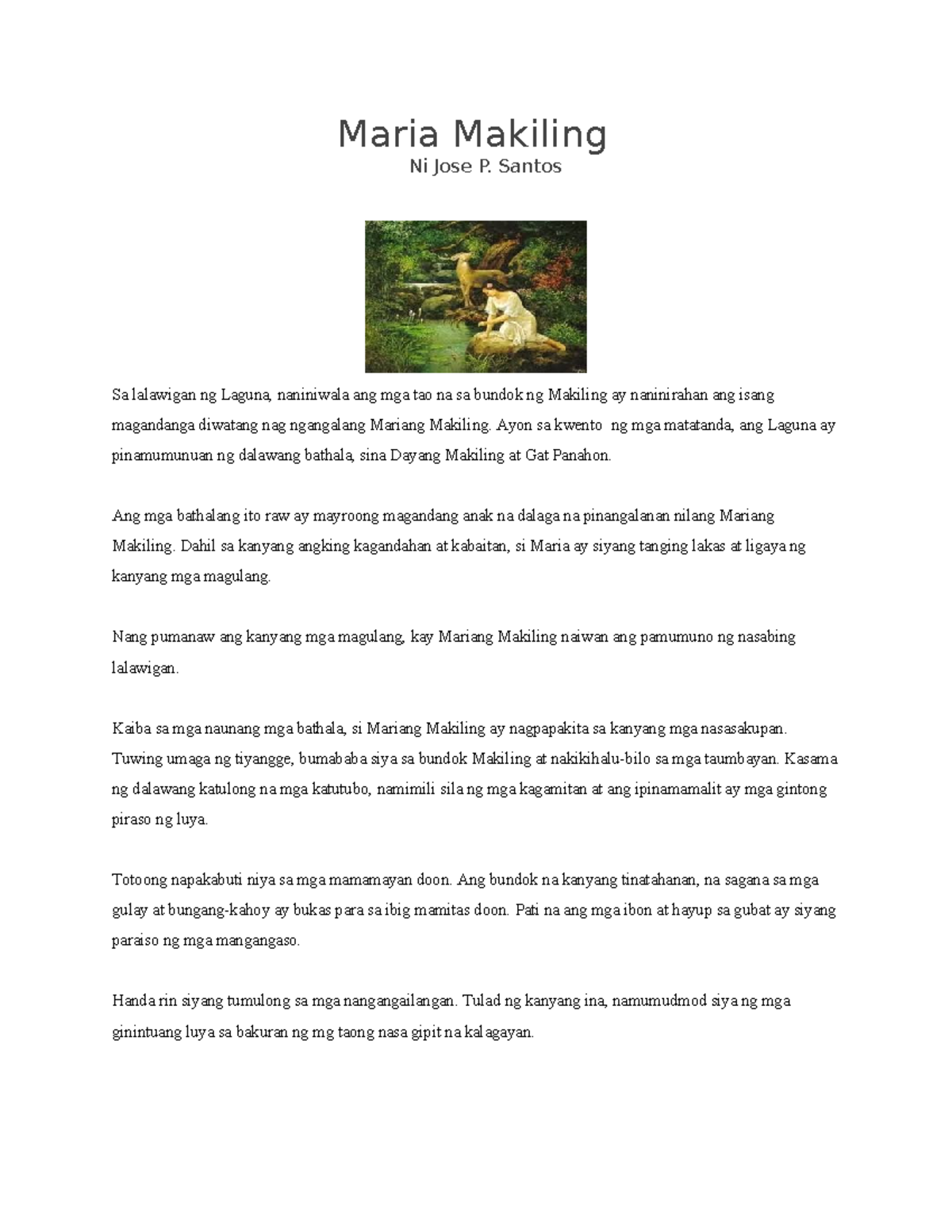 Maam blance 1 - Maria Makiling Ni Jose P. Santos Sa lalawigan ng Laguna ...