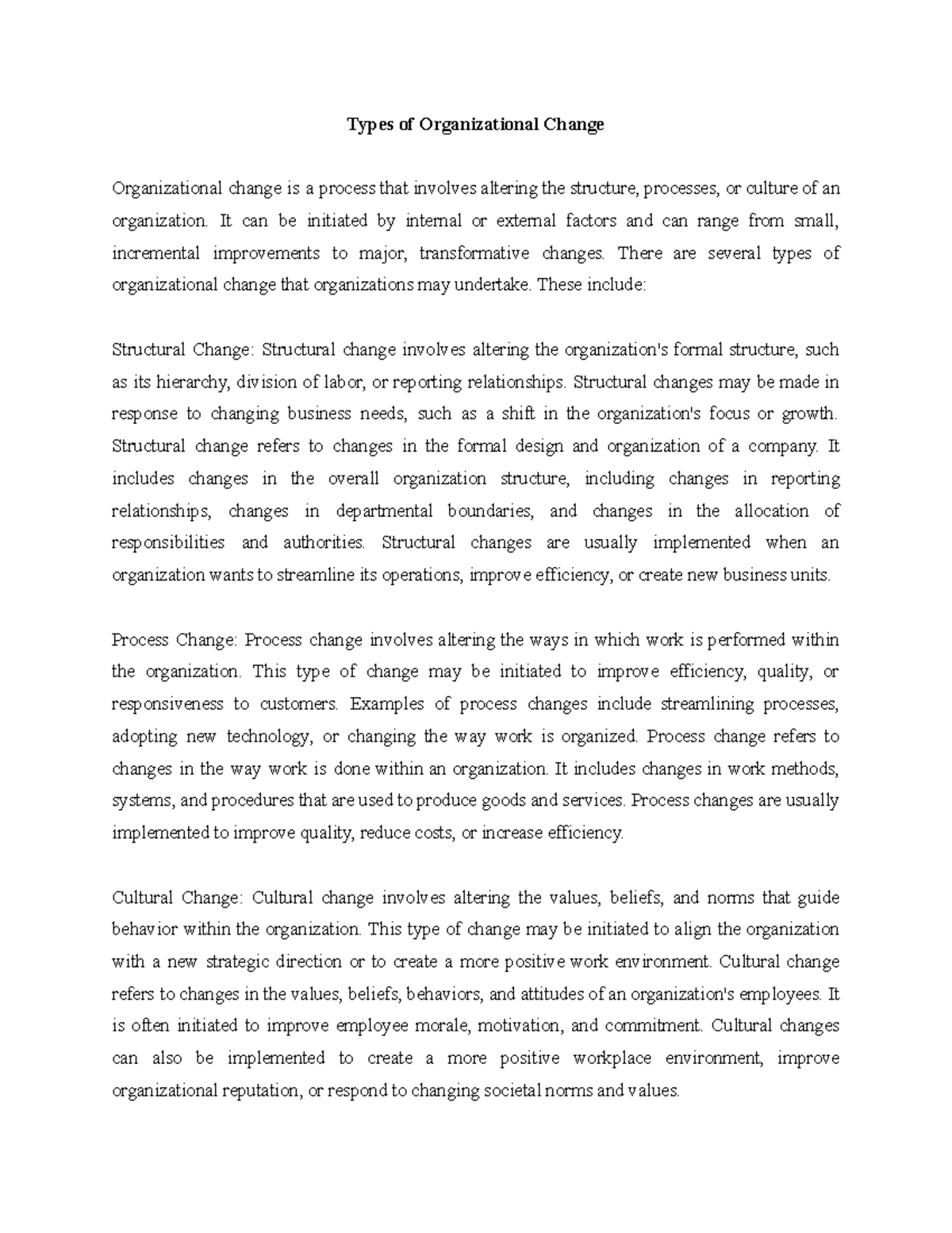 Types of Organizational Change - Types of Organizational Change ...