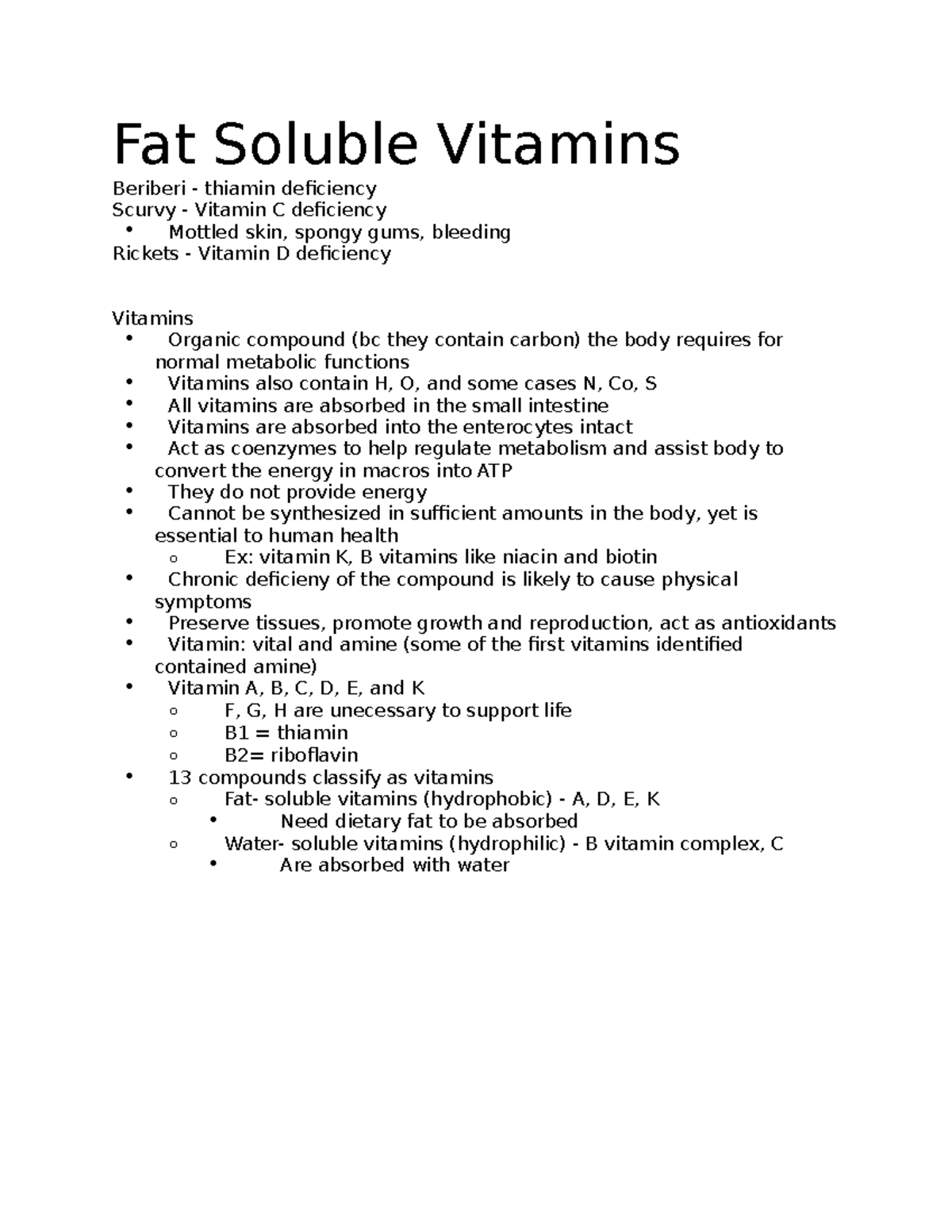 Fat soluble vitamins - Lecture notes 4-8 - Fat Soluble Vitamins ...