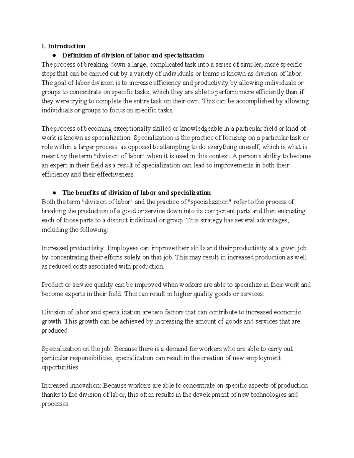 Fundamental Economics - Division of Labor and Specialization - I ...