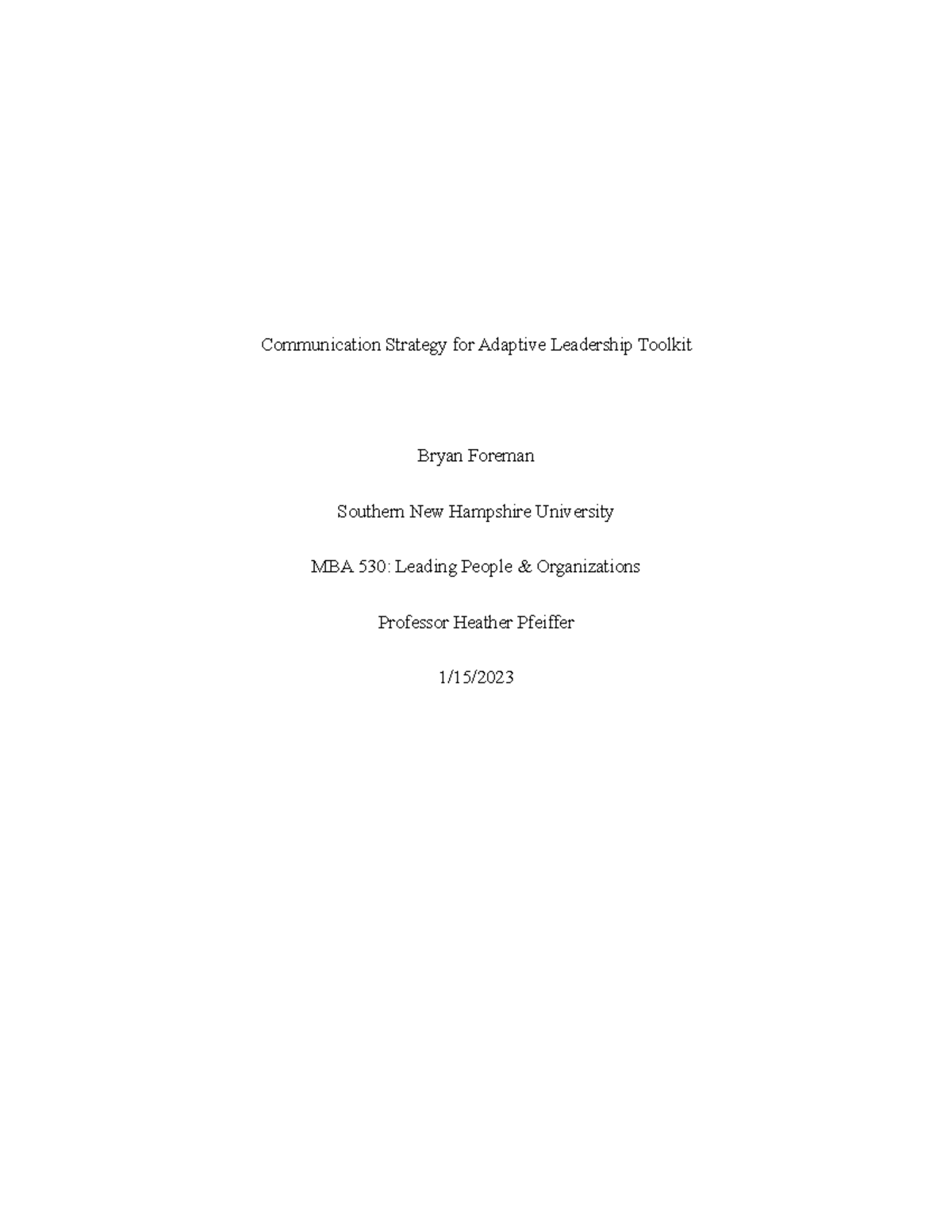 Communication Strategy For Adaptive Leadership Toolkit at Carmen Zandra ...