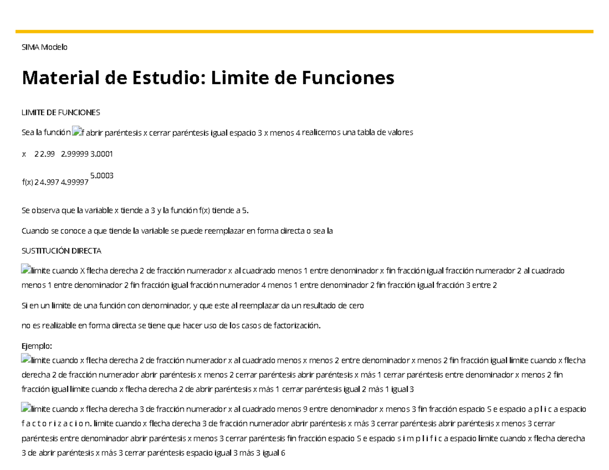 Matemáticas II - AF Material de Estudio Limite de Funciones - SIMA ...