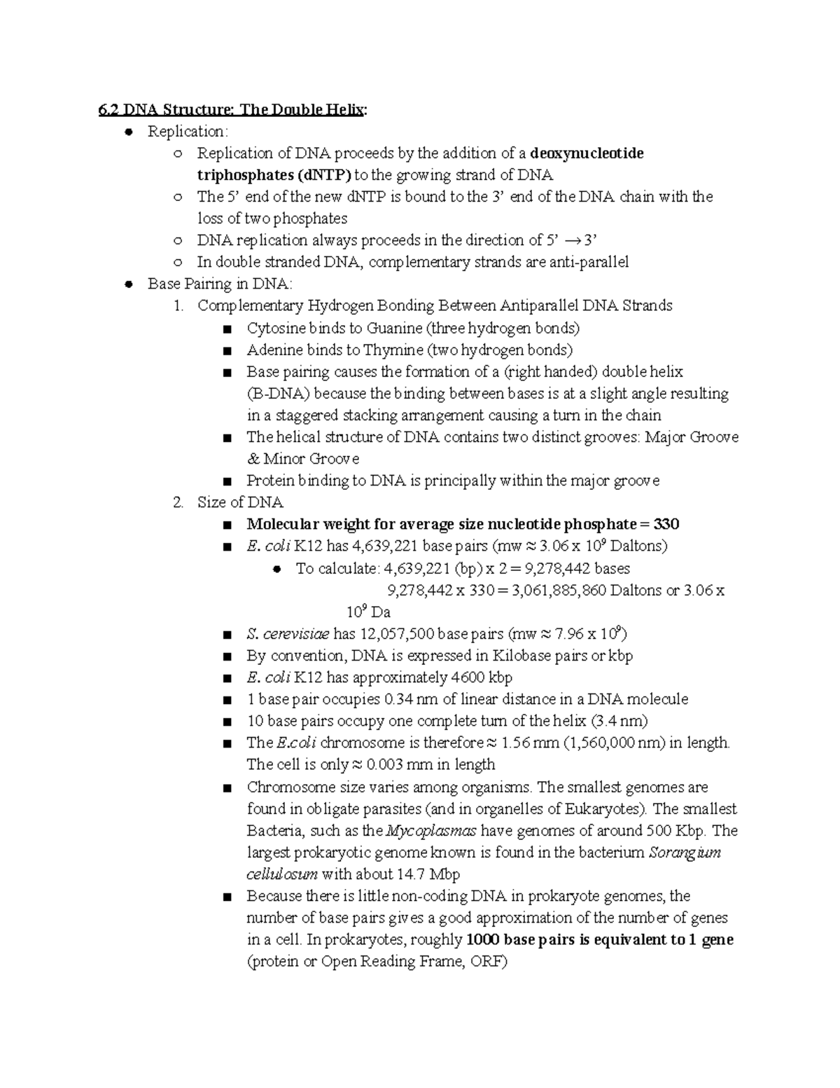 Studocu notes - Google Docs - 6 DNA Structure: The Double Helix ...