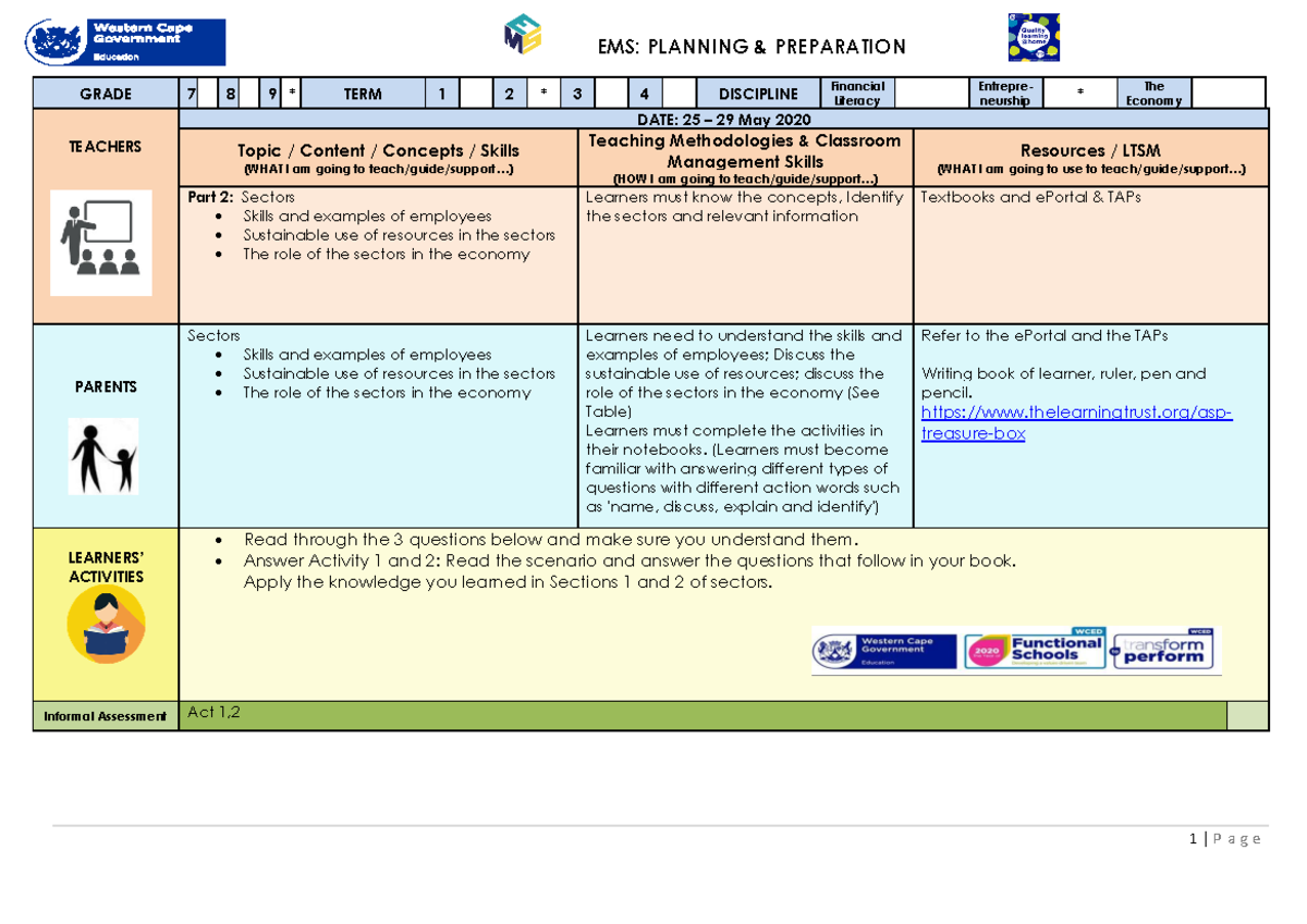 EMS Grade 9 Week 6 Sectors Part 2 - 1 | P a g e EMS: PLANNING ...
