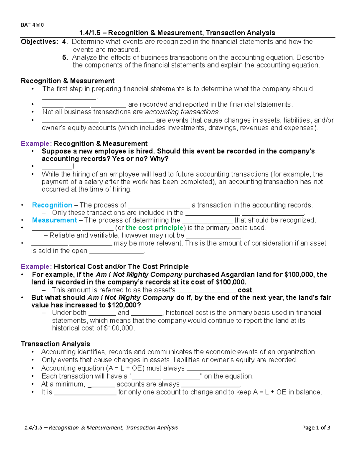 Chapter 1.4 & 1.5 Business Transactions Notes - BAT 4M 1.4/1 ...