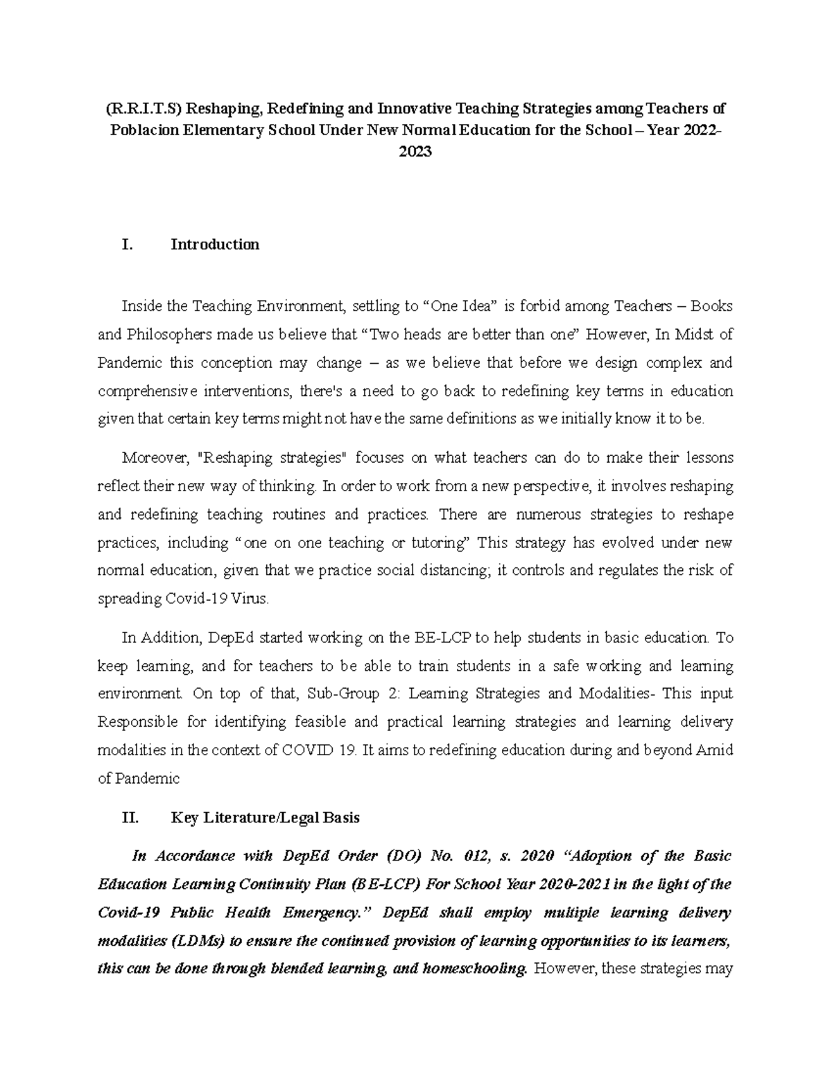 Action Research Jerimae - (R.R.I.T) Reshaping, Redefining and ...