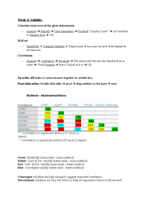 Psychometrics SPSS - SPSS cheat sheet - Practical 1 Scaling and norming ...