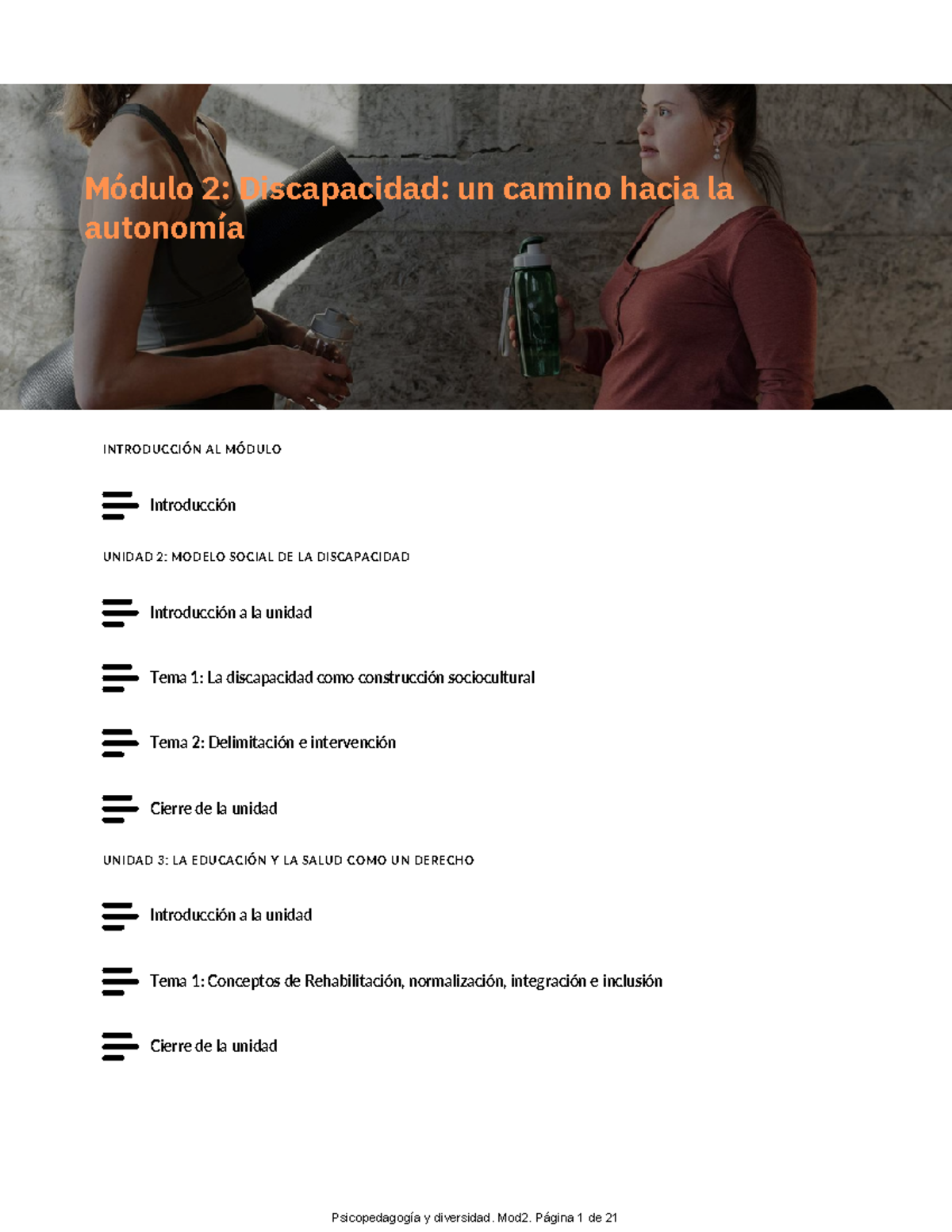 Modulo-2.pdf (1) pagenumber - INTRODUCCIÓN AL MÓDULO UNIDAD 2: MODELO SOCIAL DE LA DISCAPACIDAD ...