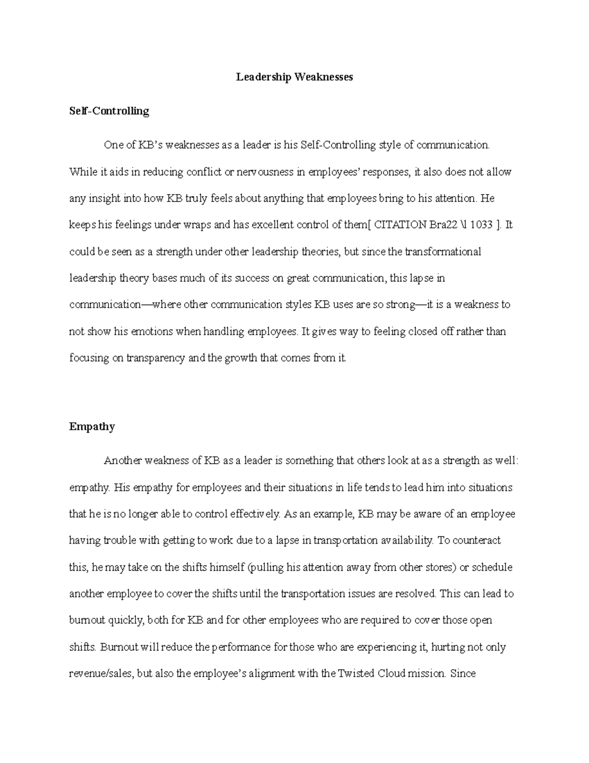 C200 task 2 weaknesses and improvement - Leadership Weaknesses Self ...