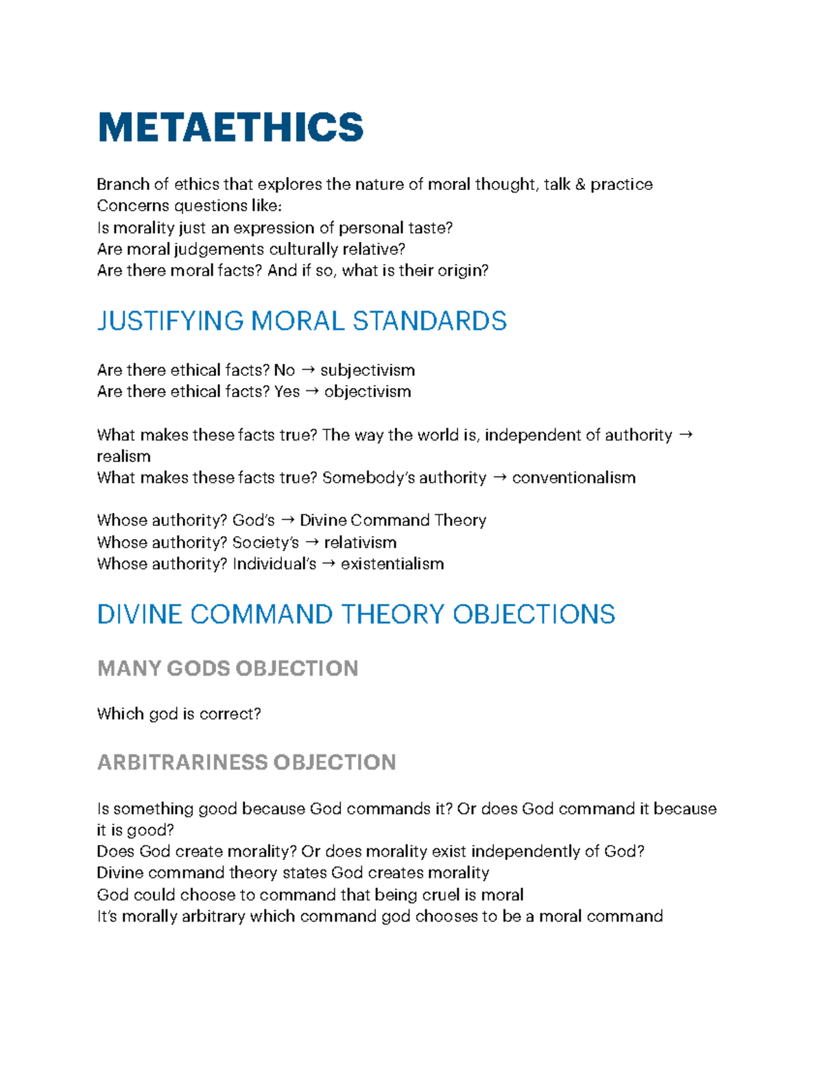 PHIL 1105 Module 3 - METAETHICS Branch of ethics that explores the ...