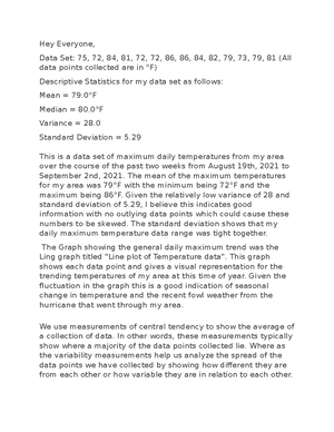 Project one MAT 243 - Project One: Data Visualization, Descriptive Statistics, Confidence ...