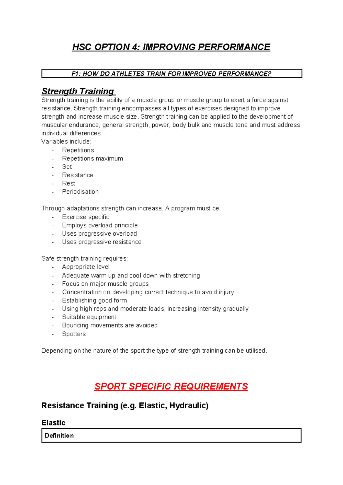 HSC Option 4 Improving Performance - HSC OPTION 4: IMPROVING ...