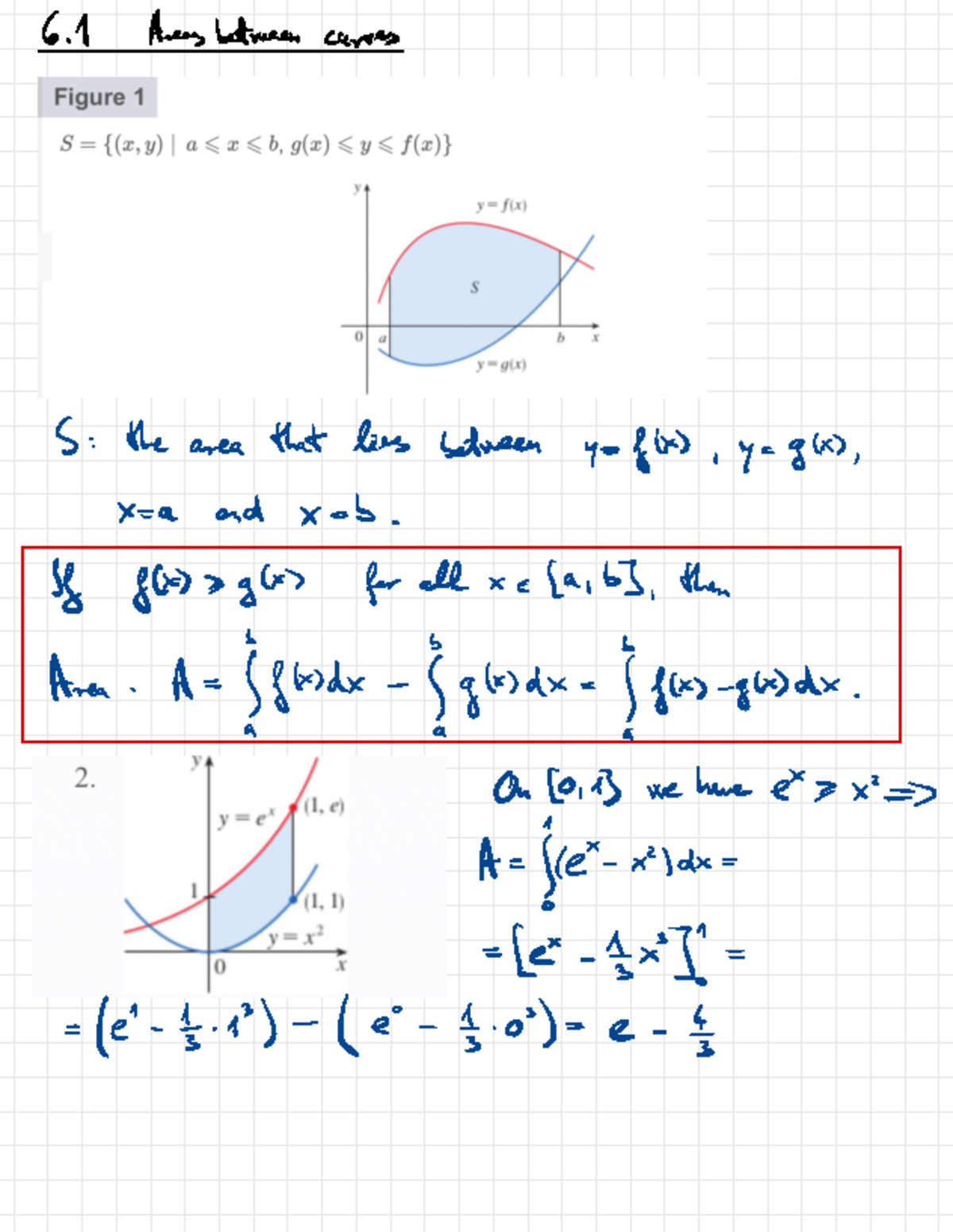 6 - Notes - 1 Areas between curves 5 : the area that lies between y= ft ...