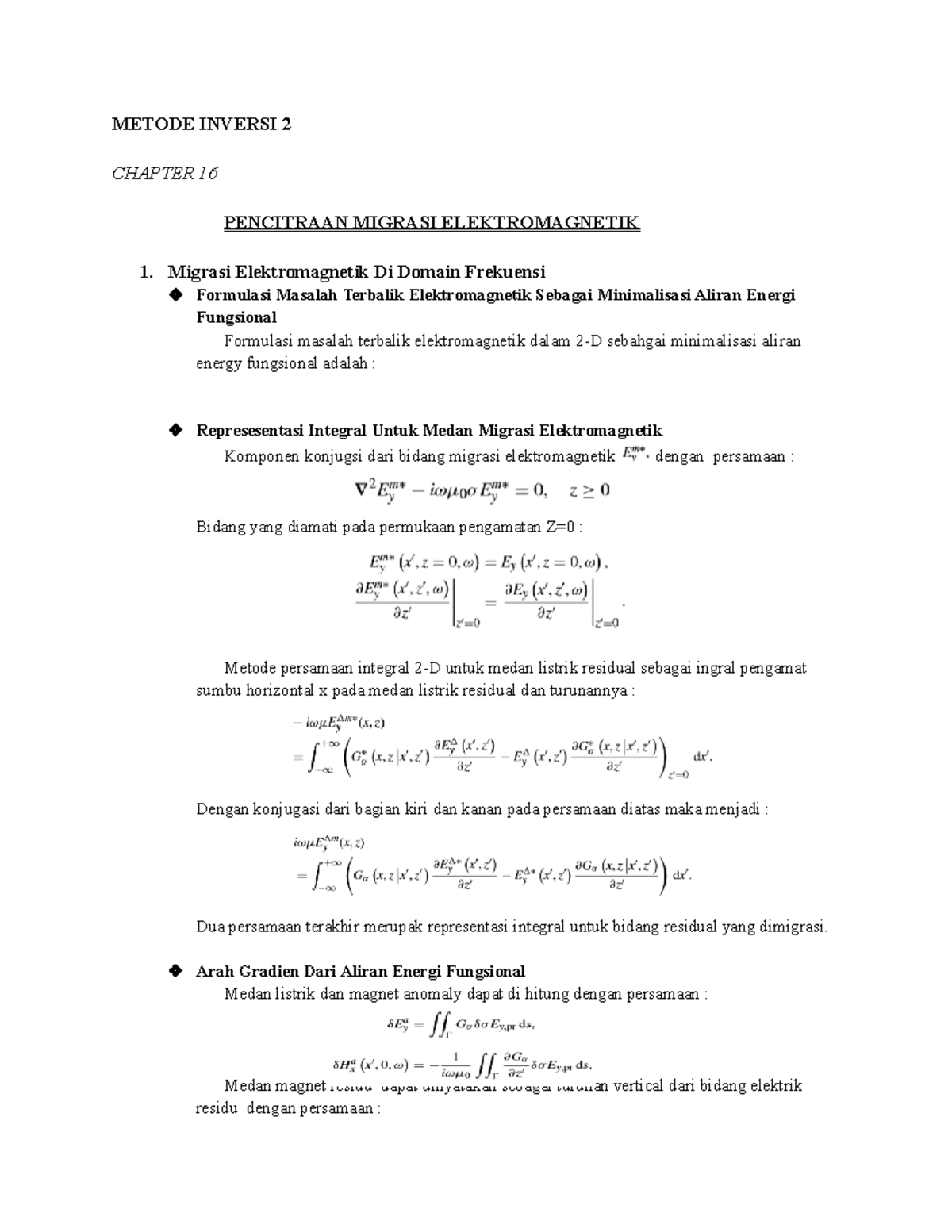 Metode Inversi 2 - METODE INVERSI 2 CHAPTER 16 PENCITRAAN MIGRASI ...
