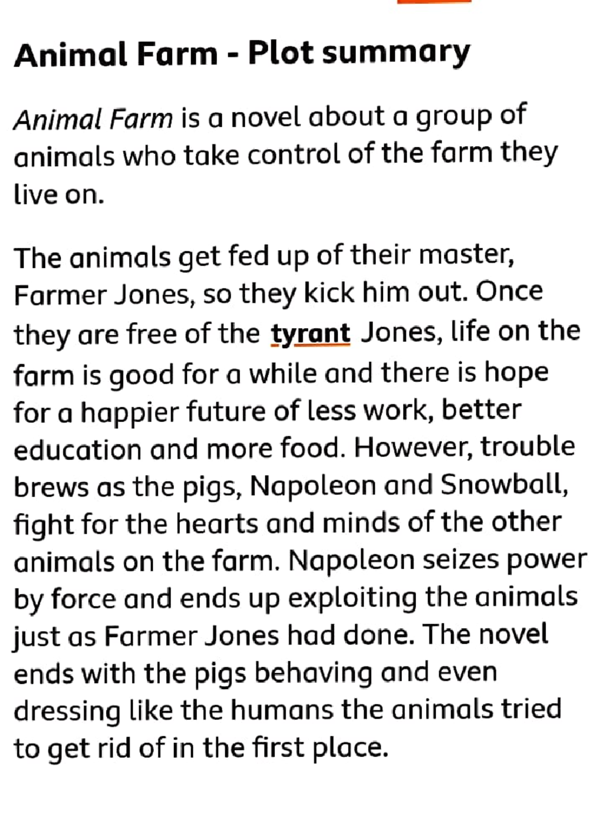 Animal farm summary - Animal Farm Plot summary Animal Farm is a novel ...