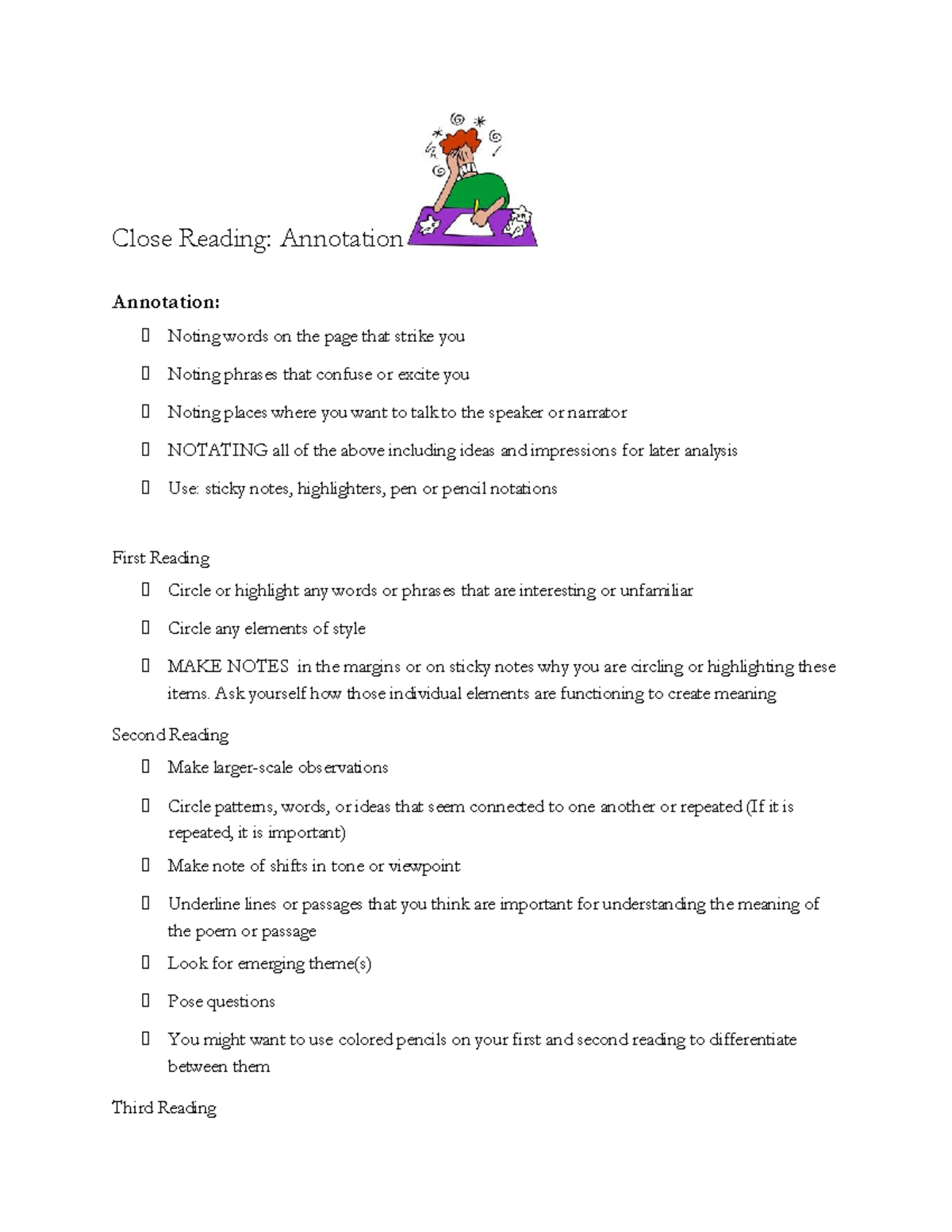 Close Reading Three Part Annotation - Close Reading: Annotation ...