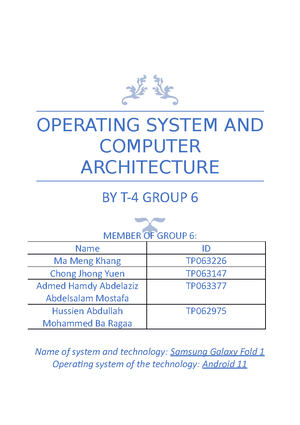 OSCA Group Assignment - Operation System and Computer Architecture for the Samsung Galaxy Tab S8 ...