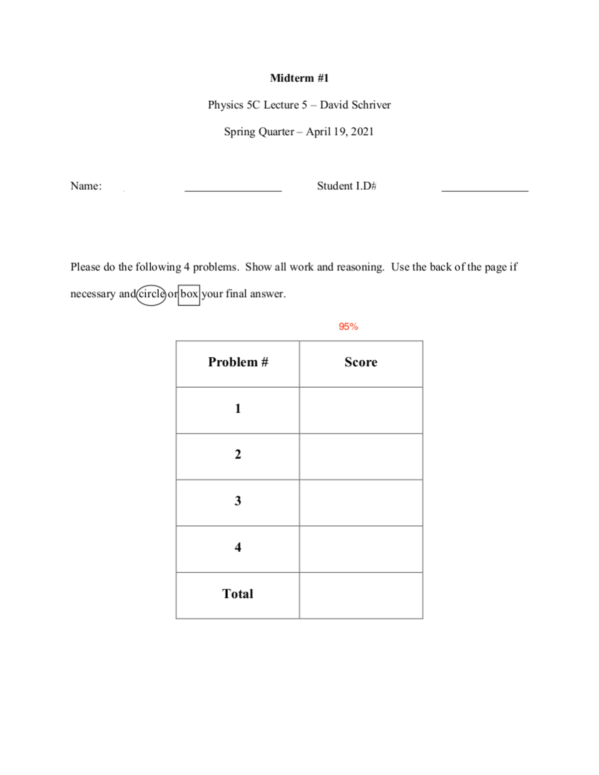 Physics 5C Midterm 1 - Schriver - S21 - Physics 5C - Studocu
