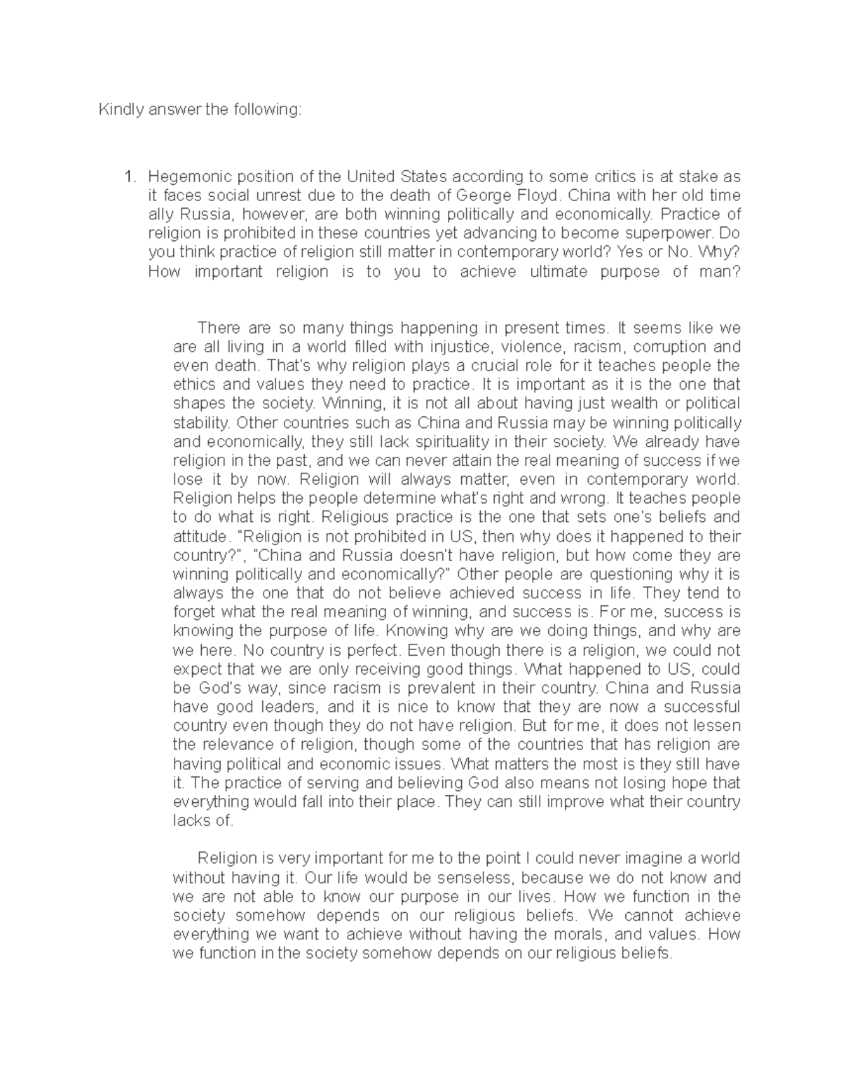 Lesson 3 Activity - CONWORLD ACT - Kindly answer the following ...