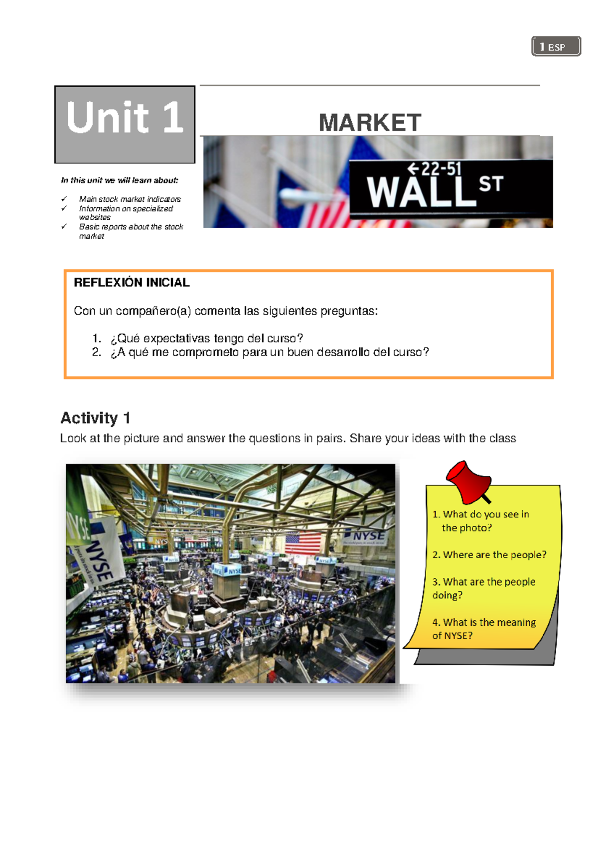 UNIT1 Booklet - GUIA INGLES FINANCIERO UNIDAD 1 - 333183 INVESTING IN ...