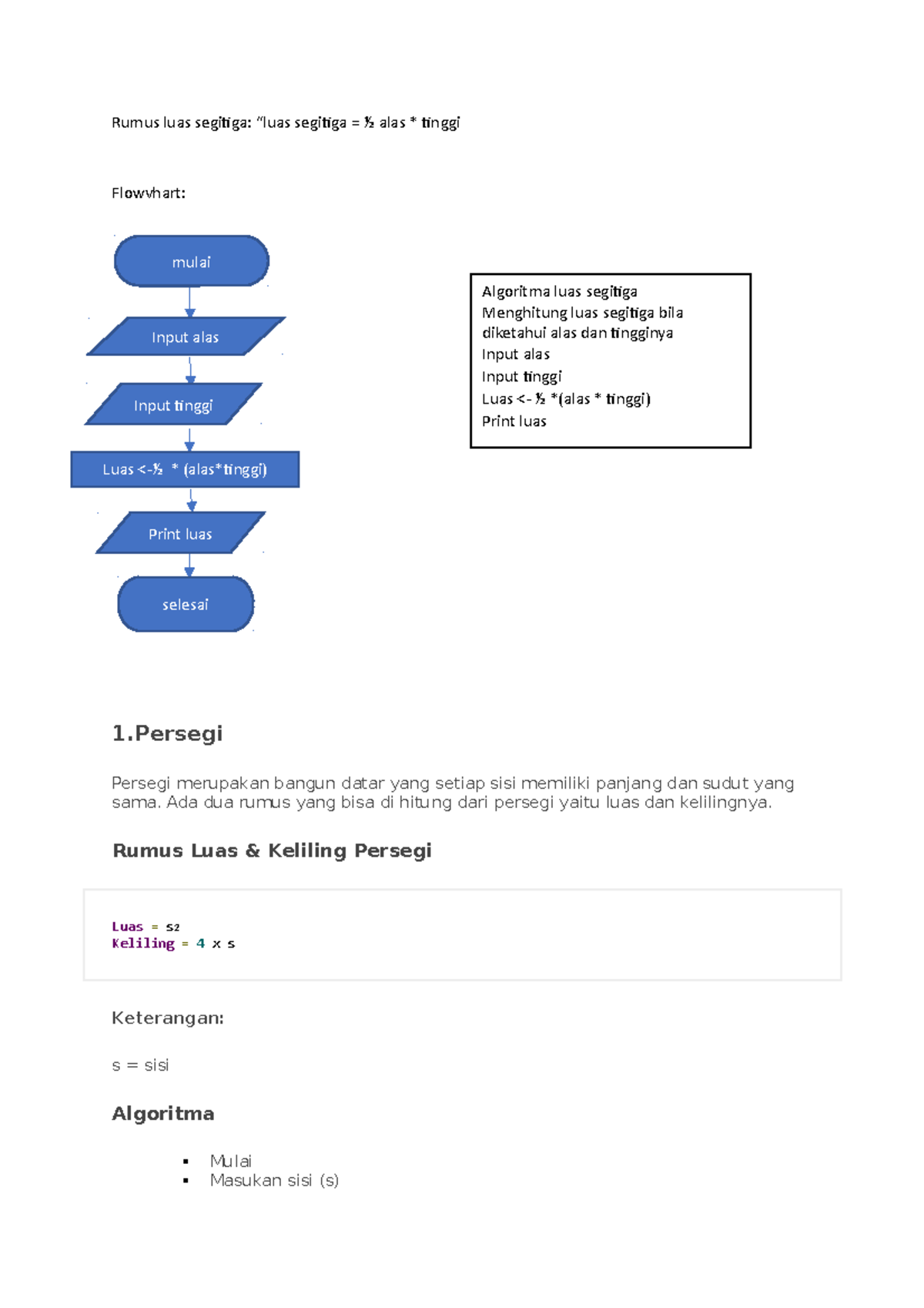 Rumus luas segitiga dan persegi panjang - Rumus luas segitiga: “luas segitiga = ½ alas * tinggi ...