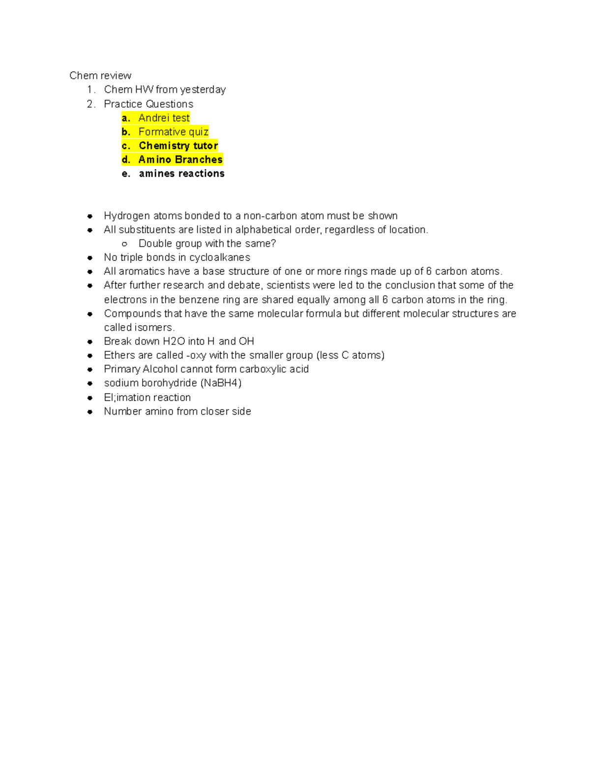 Chem review - Test - Chem review 1. Chem HW from yesterday 2. Practice ...