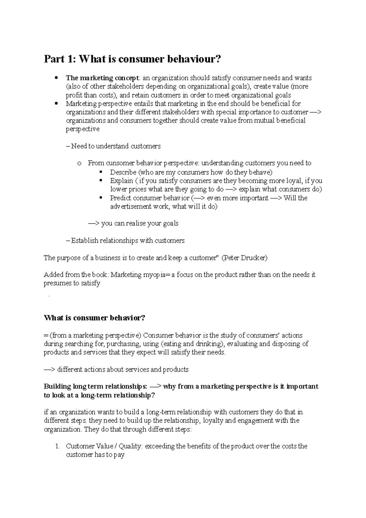 Lecture 1 - Part 1: What is consumer behaviour? The marketing concept: an organization should ...