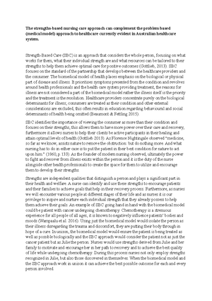 Assessment 2 on Strength based nursing - “What benefits do you think a ...