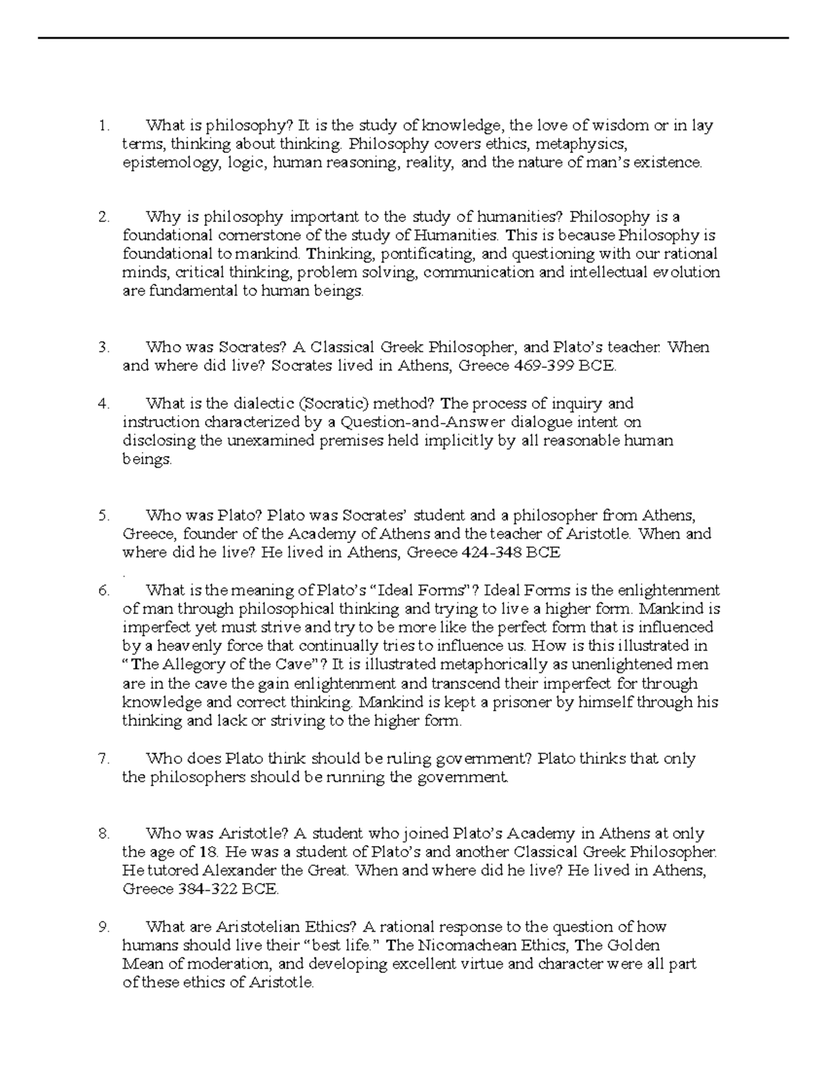 Philosophy Assignment HUM2020 - What is philosophy? It is the study of ...