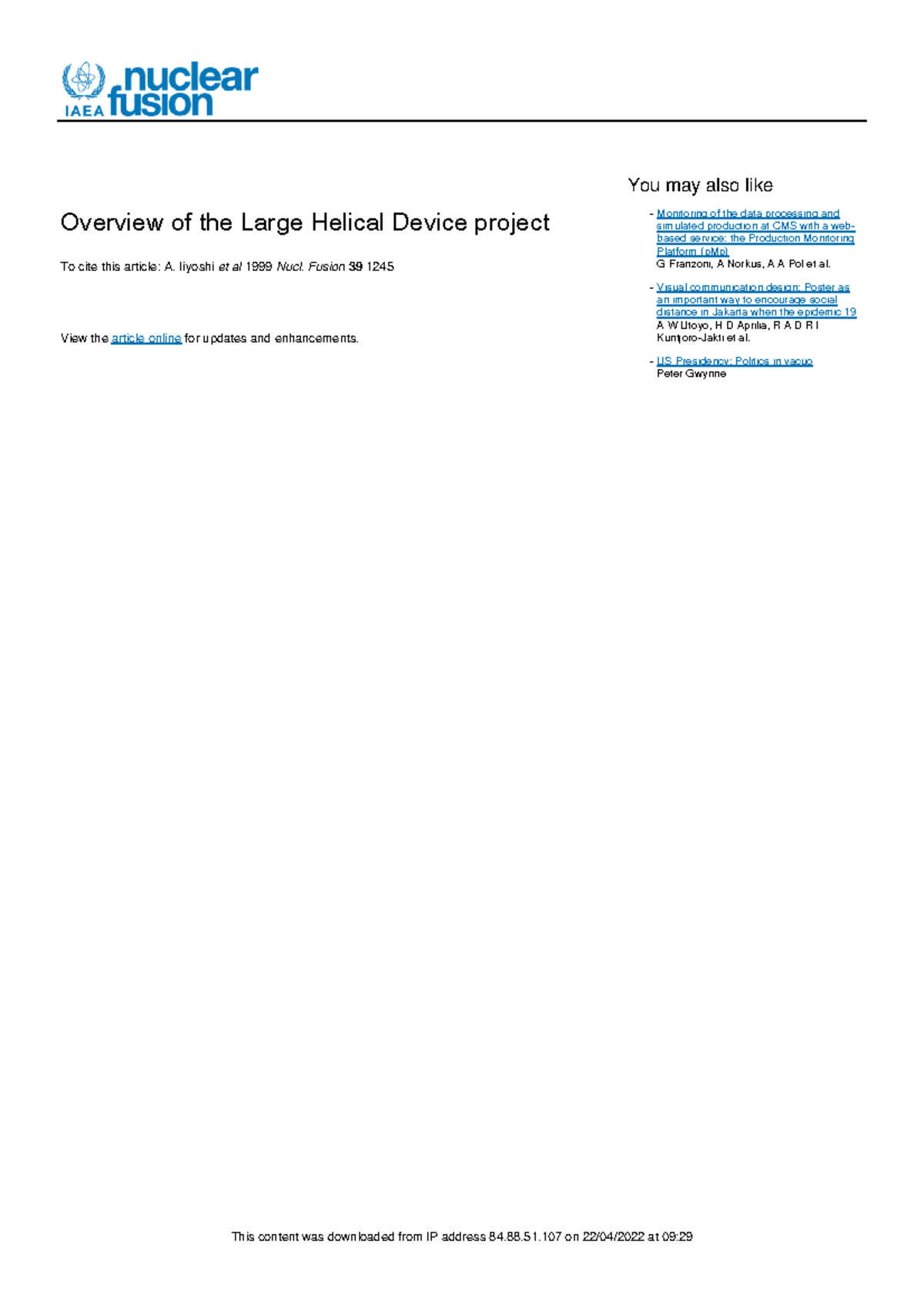 LHD - Large Helical Device - Overview of the Large Helical Device ...