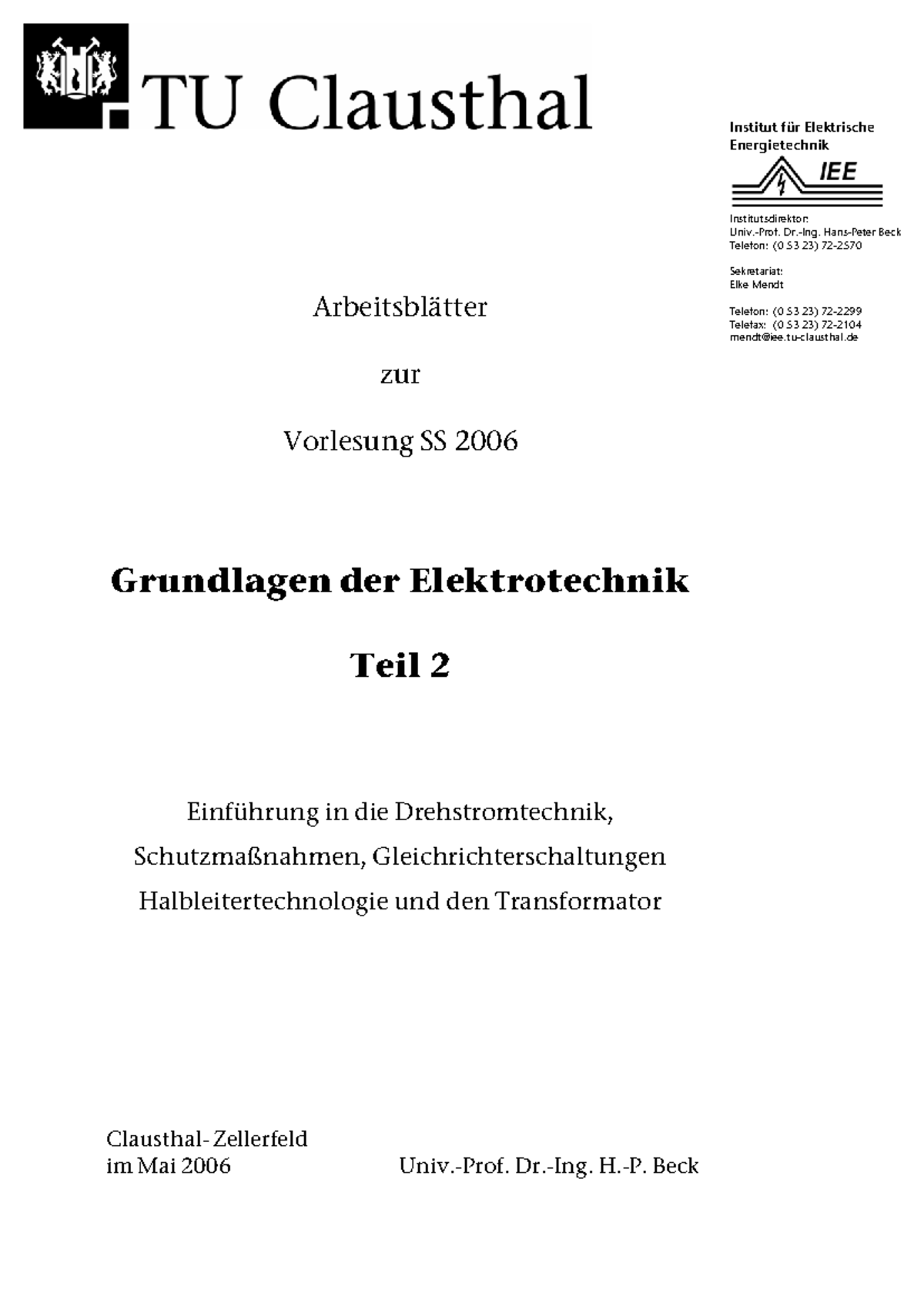 Skript ET2 - ss2006 - Institut Elektrische Energietechnik ...