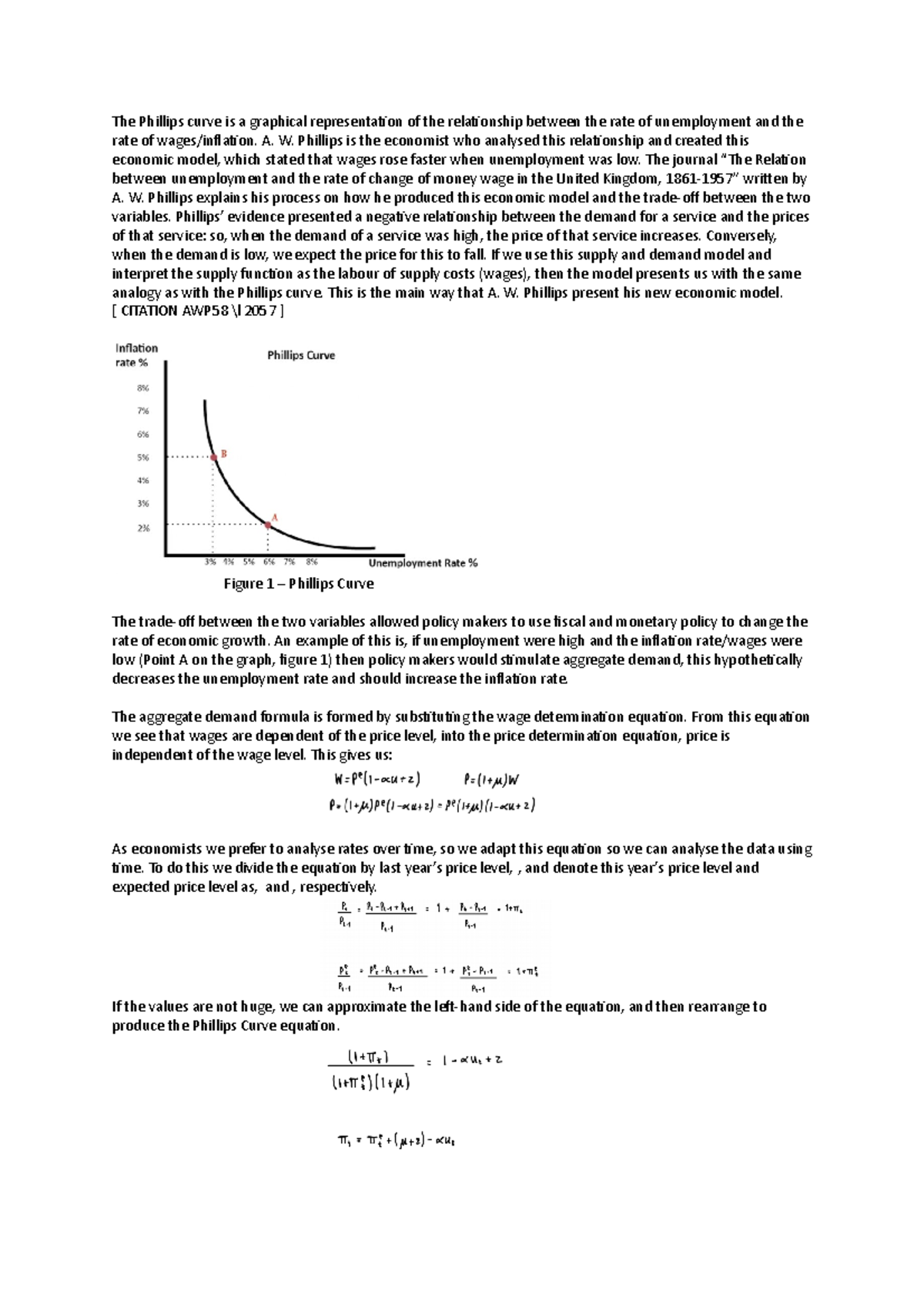 Spring Essay 2 - The Phillips curve is a graphical representation of ...