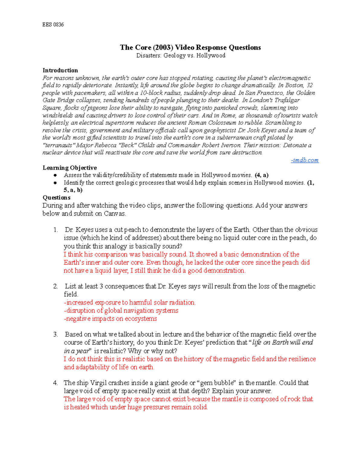 MQ The Core - The Core - EES 0836 The Core (2003) Video Response ...