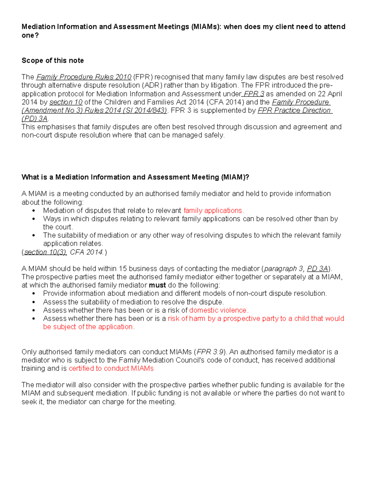 Mediation Information and Assessment Meetings-[10062 ] - The FPR ...