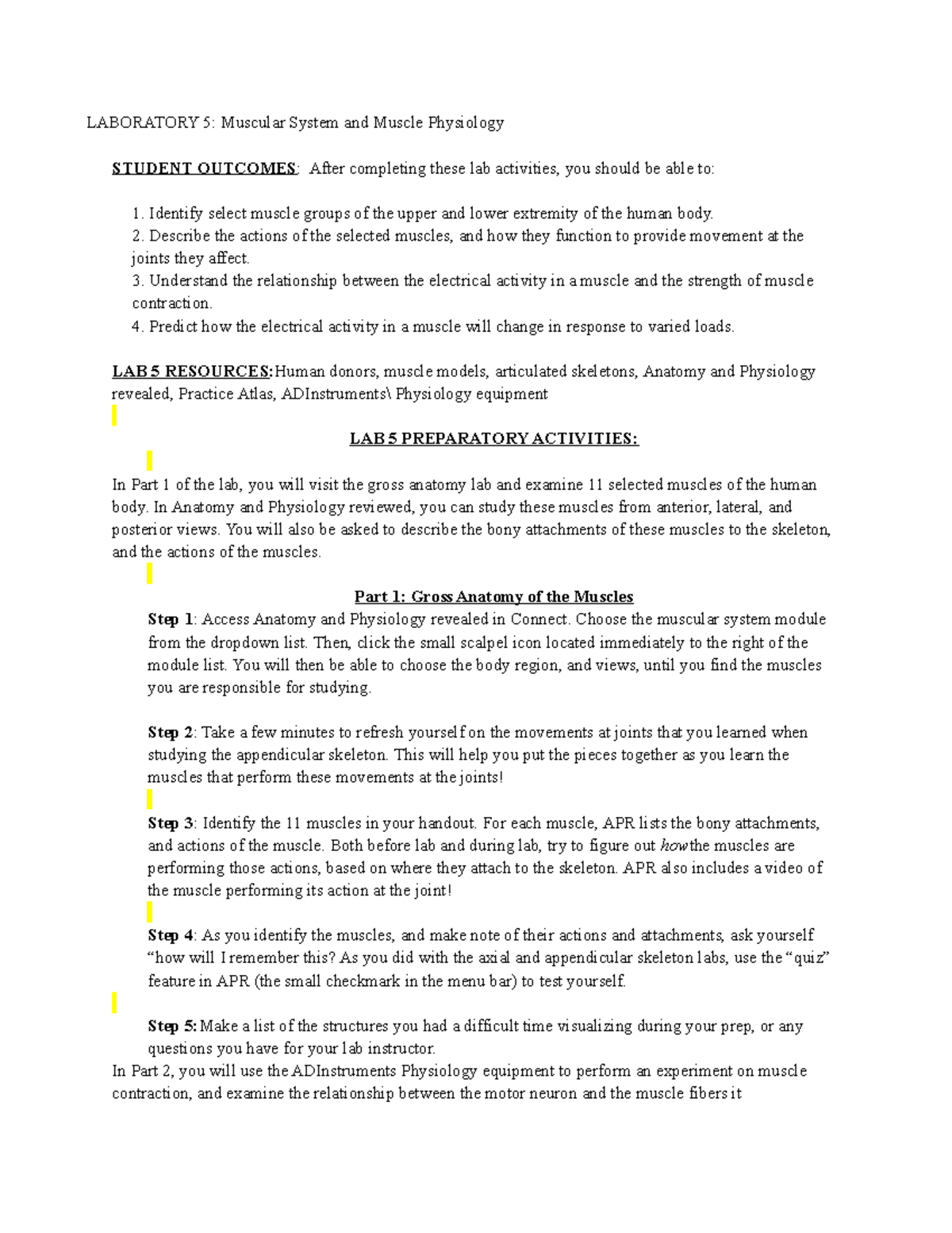Laboratory 5 Muscular System and Muscle Physiology - LABORATORY 5 ...