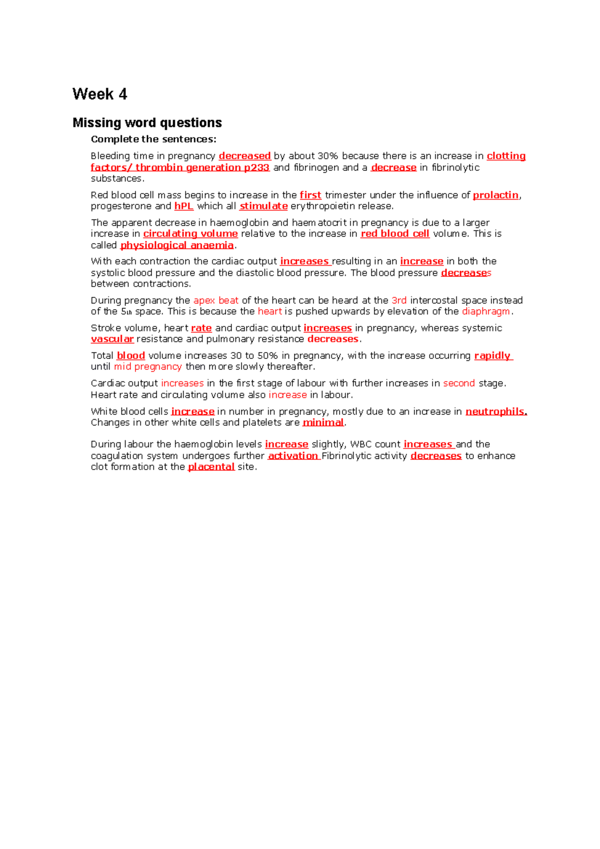 Week 4 missing words - Questions and answers to the week 4 quiz - Week ...