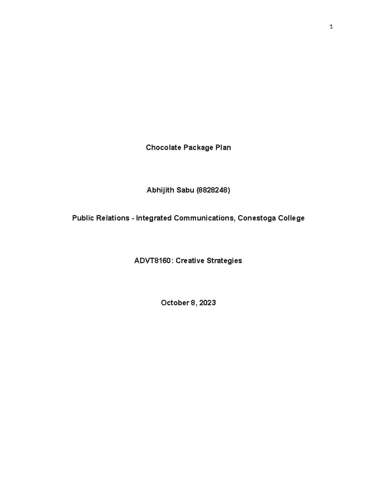 Chocolate packaging Plan - 1 Chocolate Package Plan Abhijith Sabu ...