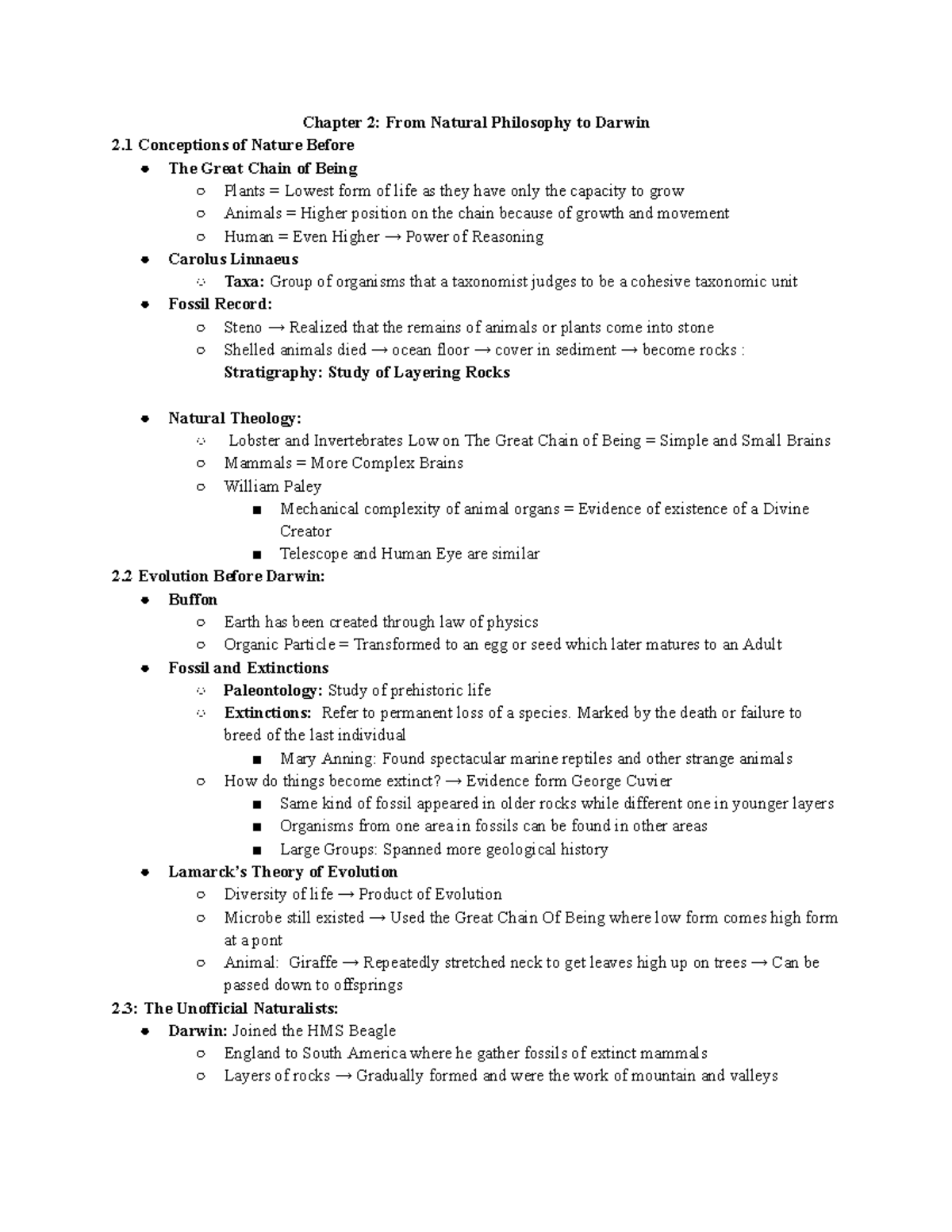 BIOB51 - Textbook Notes - Chapter 2: From Natural Philosophy to Darwin ...