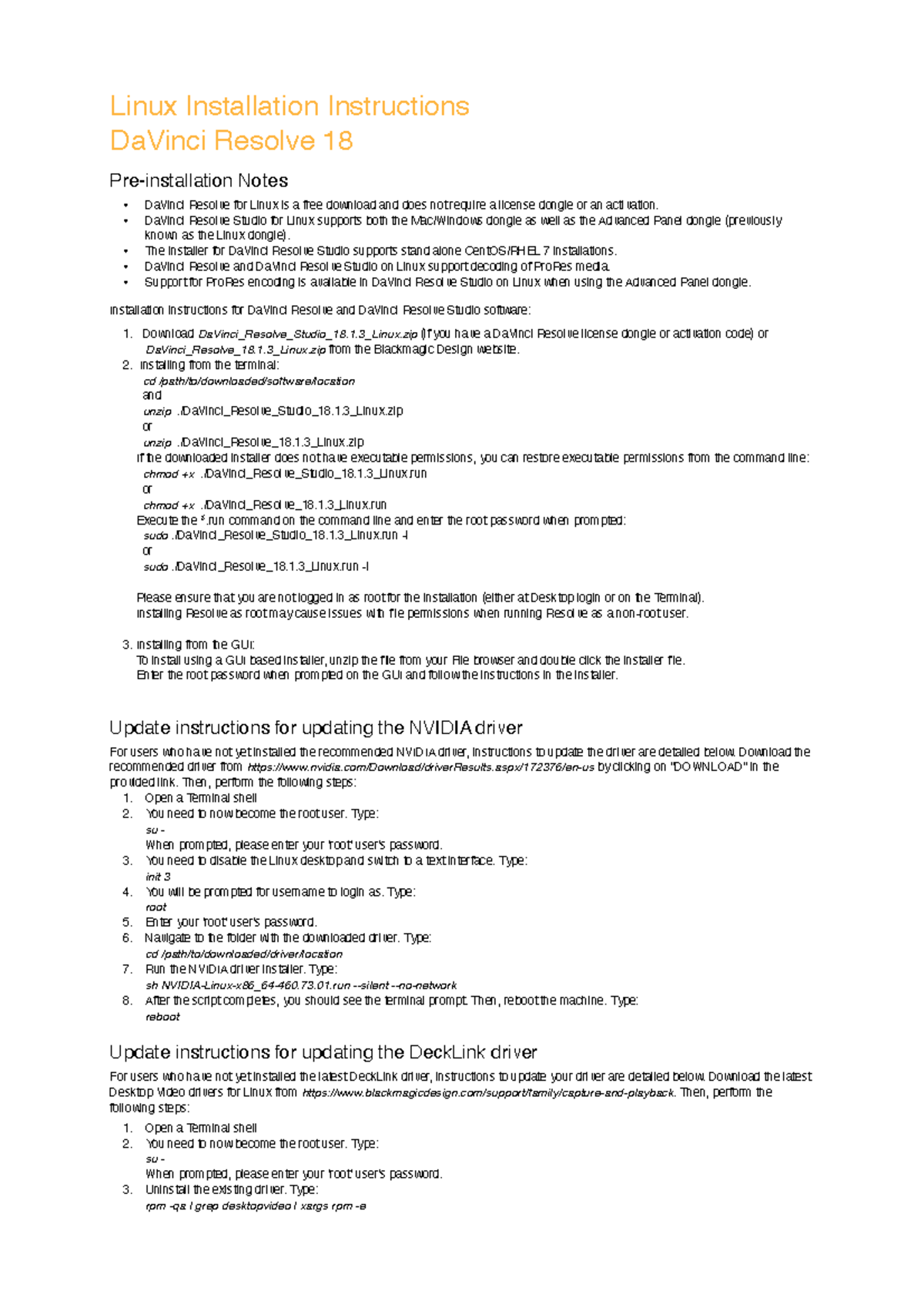 Linux Installation Instructions - Linux Installation Instructions ...