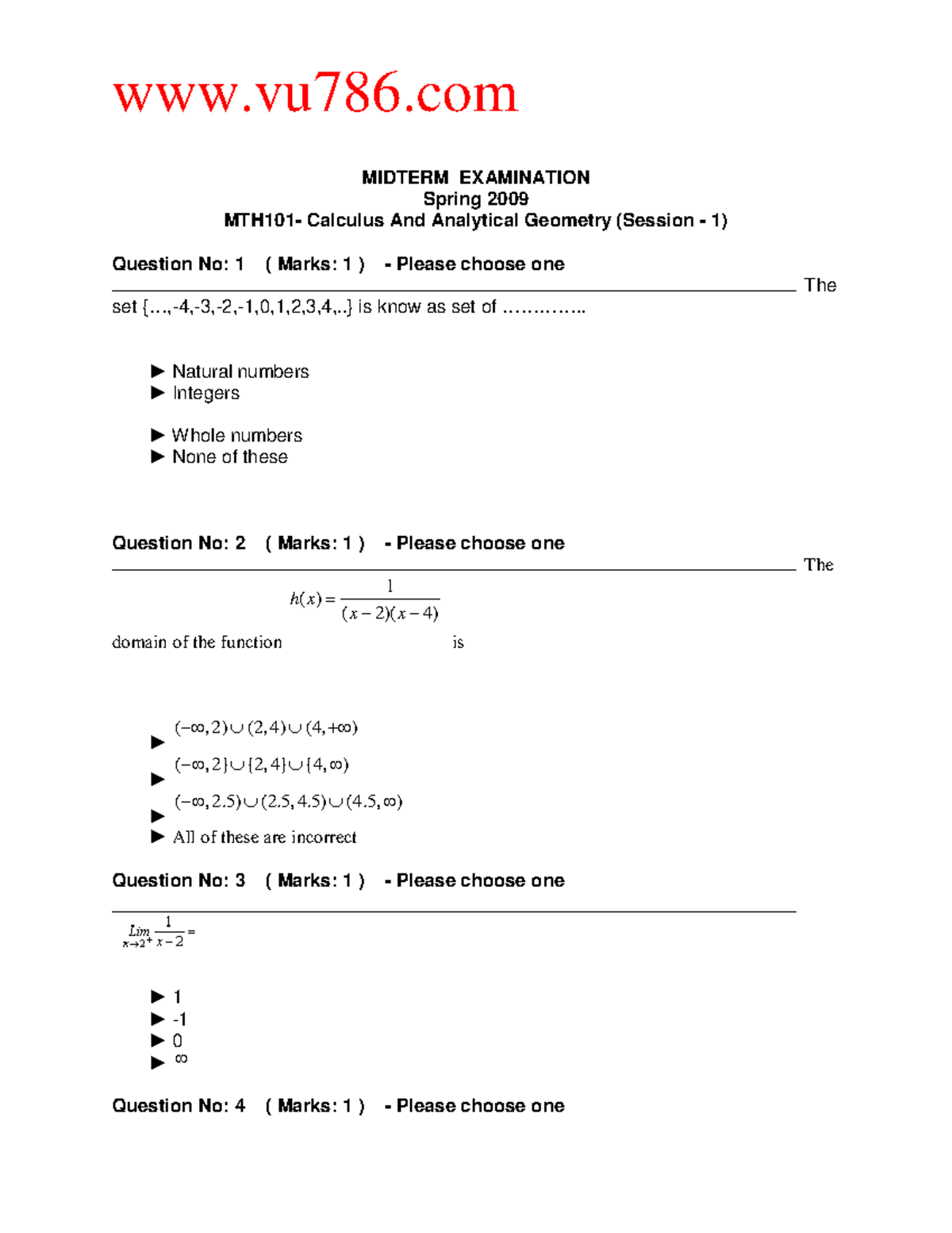 MTH101 Mid Term Past Paper BY Asfand YARR (14) - english file - VU ...