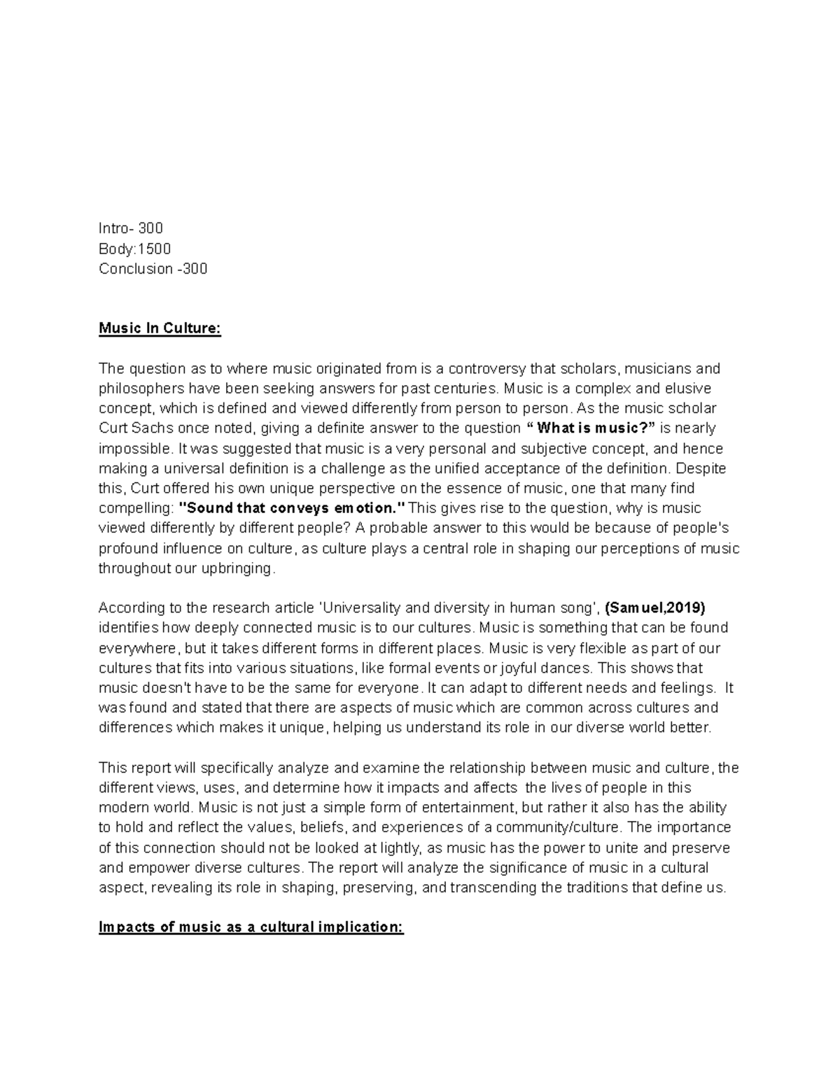 Music Mind and Wellbeing (11) - Intro- 300 Body: Conclusion - Music In ...