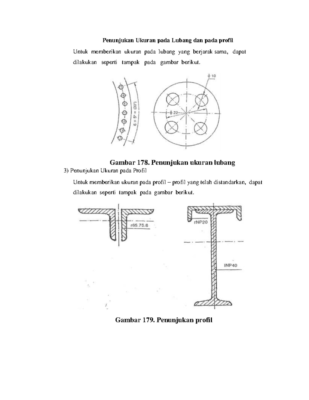 Penunjukan Ukuran pada Lubang dan pada profil - Gambar 178. Penunjukan ...