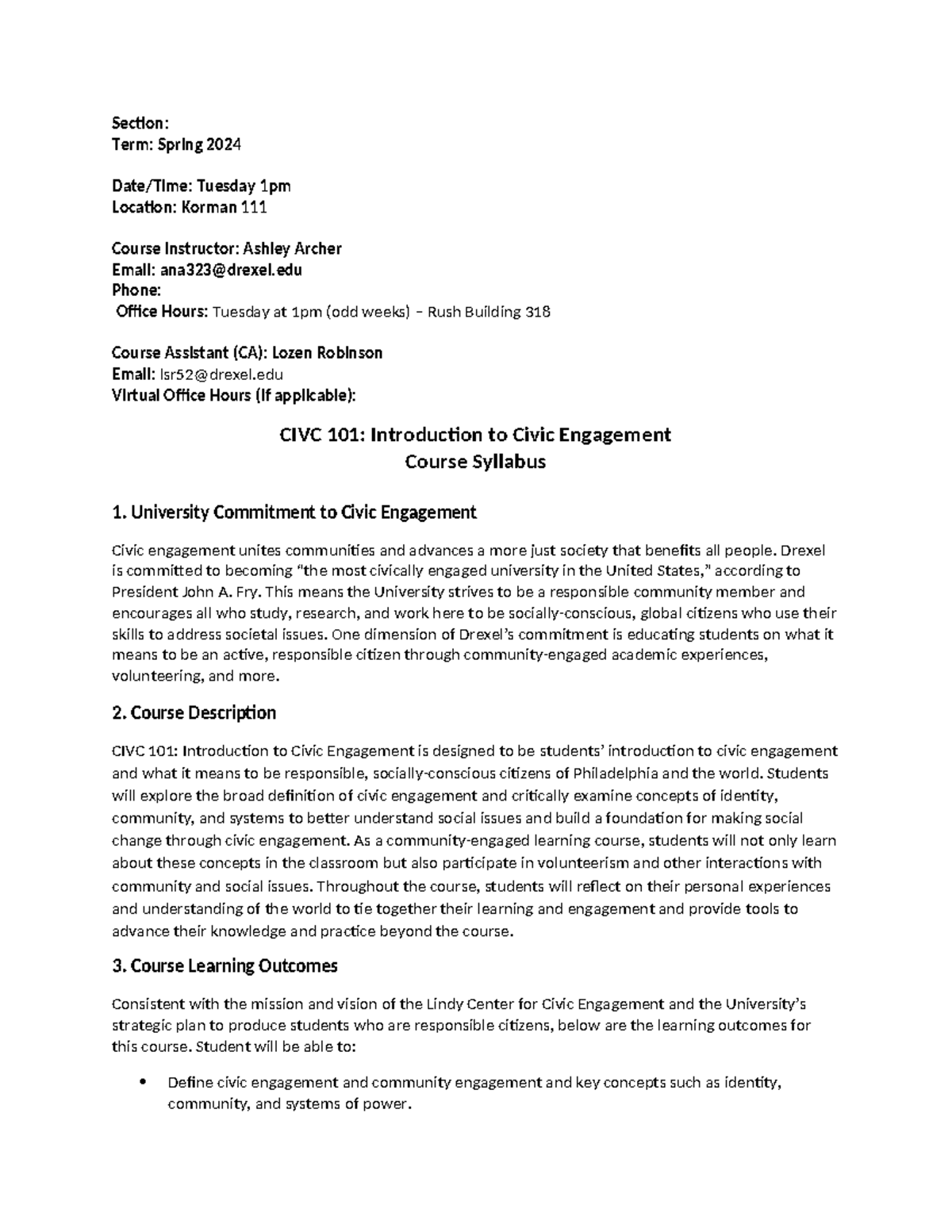 24 Syllabus Template F2F - Section: Term: Spring 2024 Date/Time ...